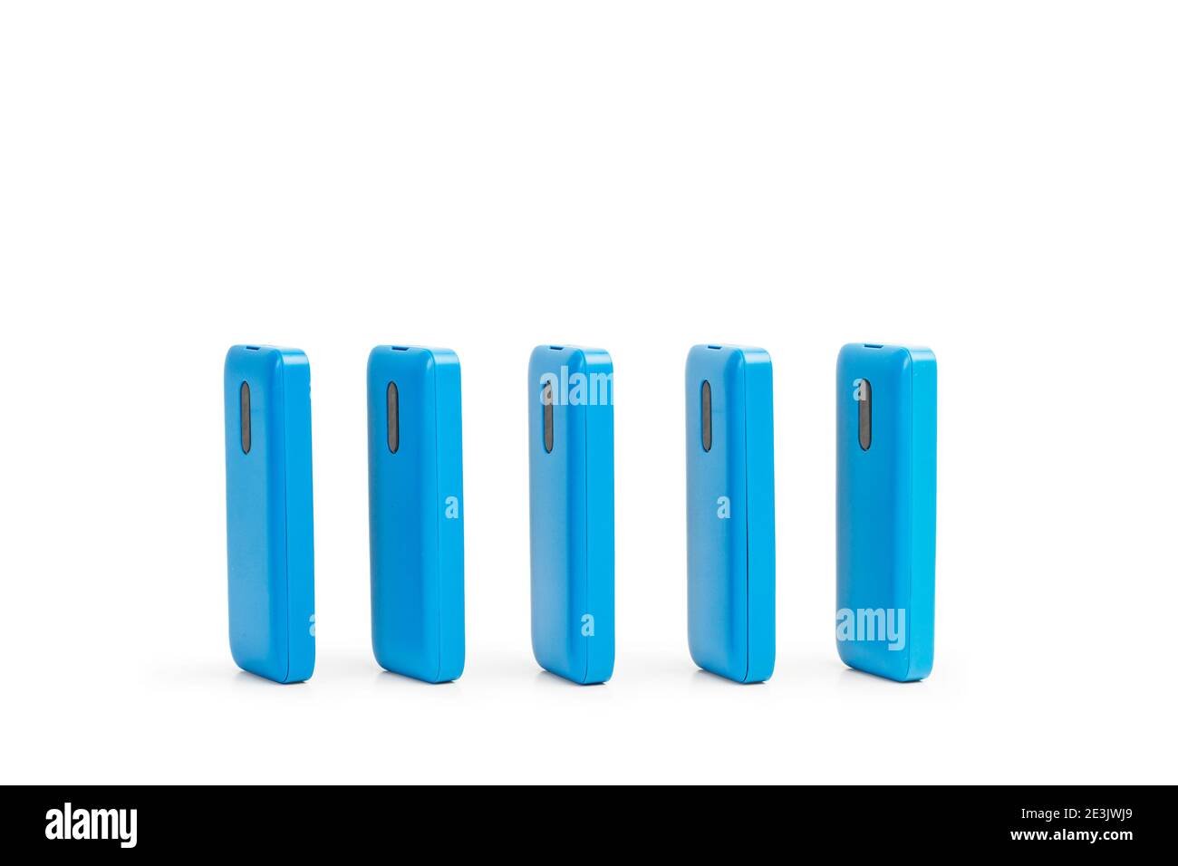 Blue smartphone cases on a white background Stock Photo - Alamy