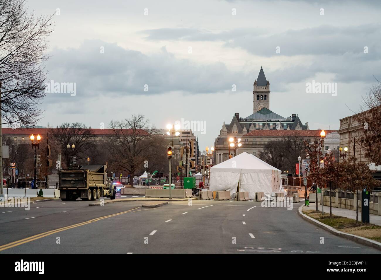 Washington DC, USA - January 17, 2021: Washington DC lock down during ...