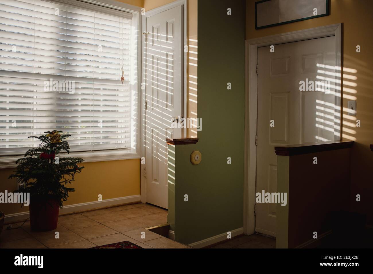 Sunlight shining through blinds in domestic interior Stock Photo - Alamy
