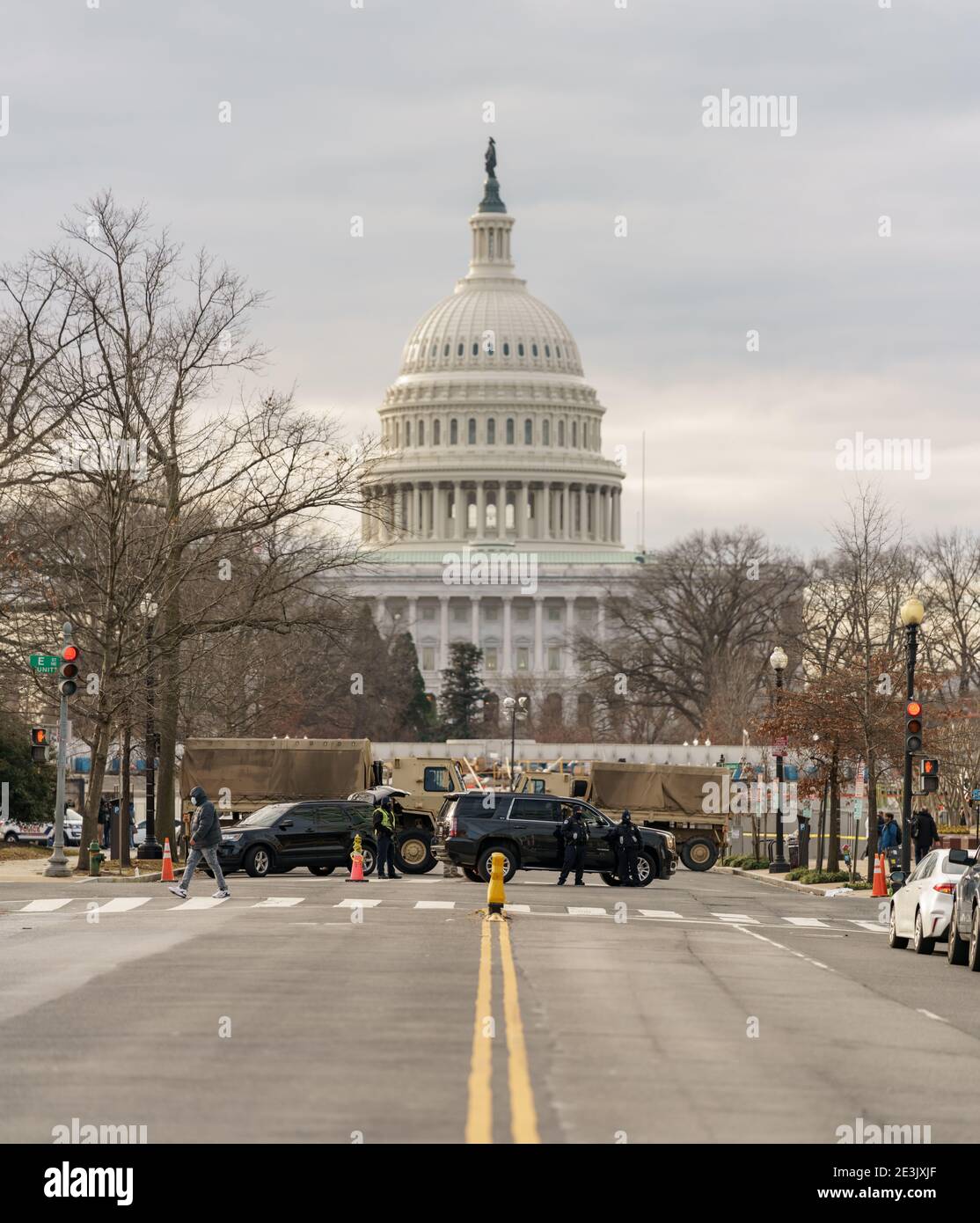 Washington DC, USA - January 17, 2021: Focus on police and military ...