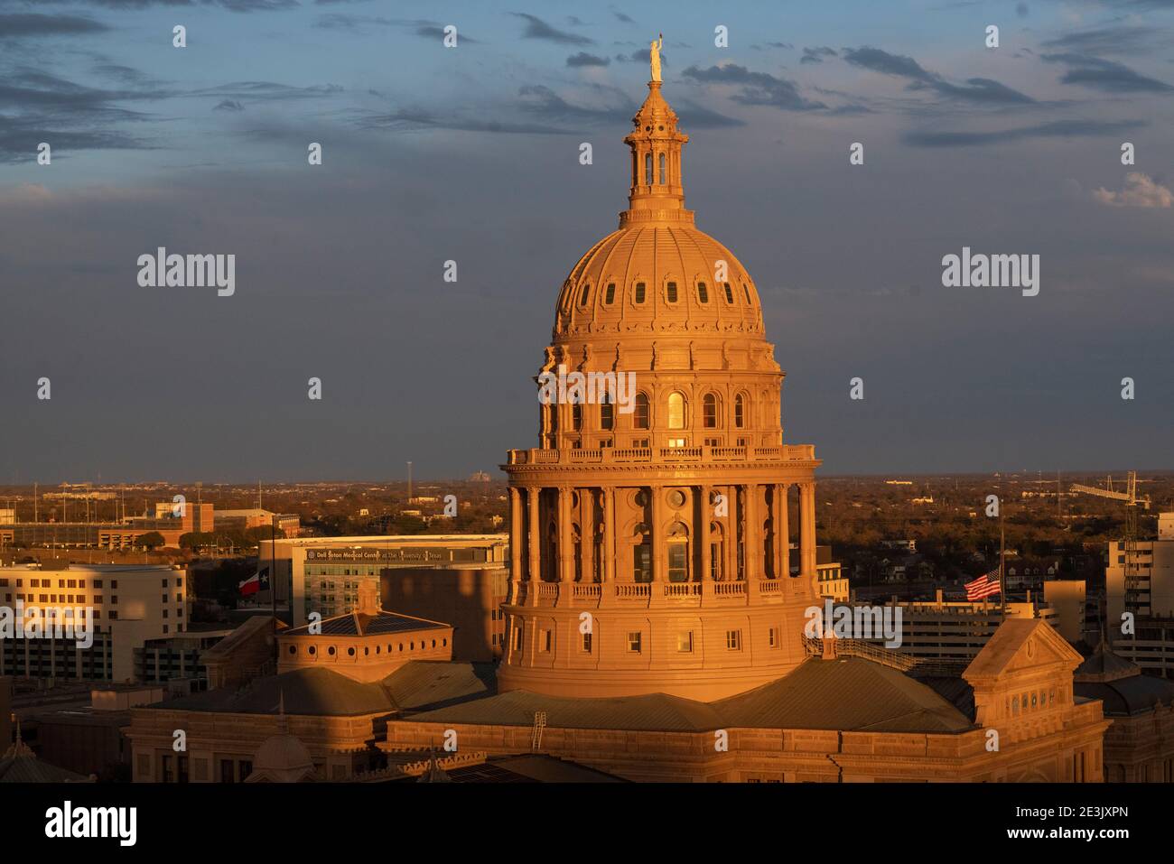The Texas Capitol is seen at sunset in the evening of the opening of ...