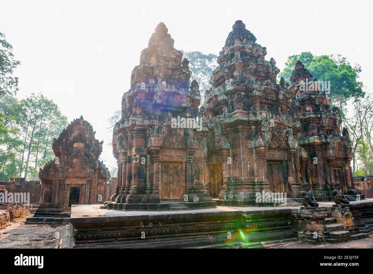 carved stone towers at the ancient ruins of Angkor Wat Stock Photo - Alamy