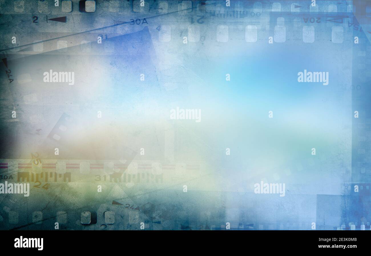 Blue film strip negative frames background Stock Photo - Alamy