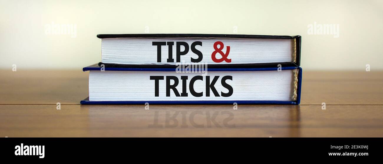 Tips and tricks symbol. Books with words 'Tips and tricks'. Beautiful ...