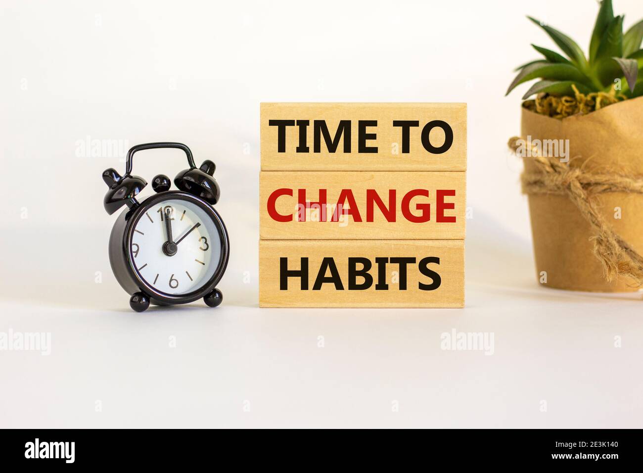 Time to change habits. Wooden blocks with words 'time to change habits ...