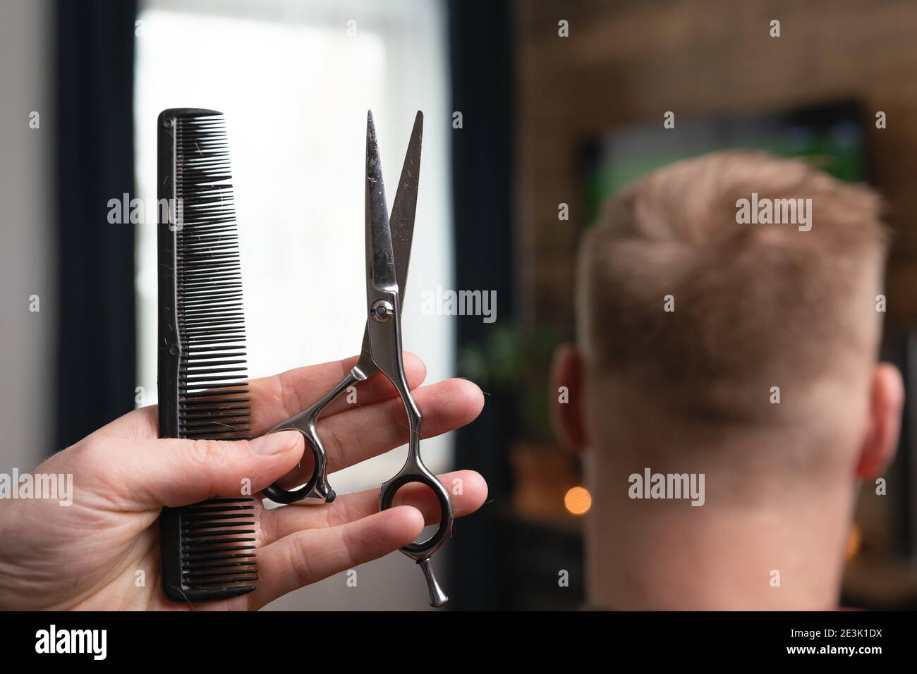 Haircutting in process hi-res stock photography and images - Alamy