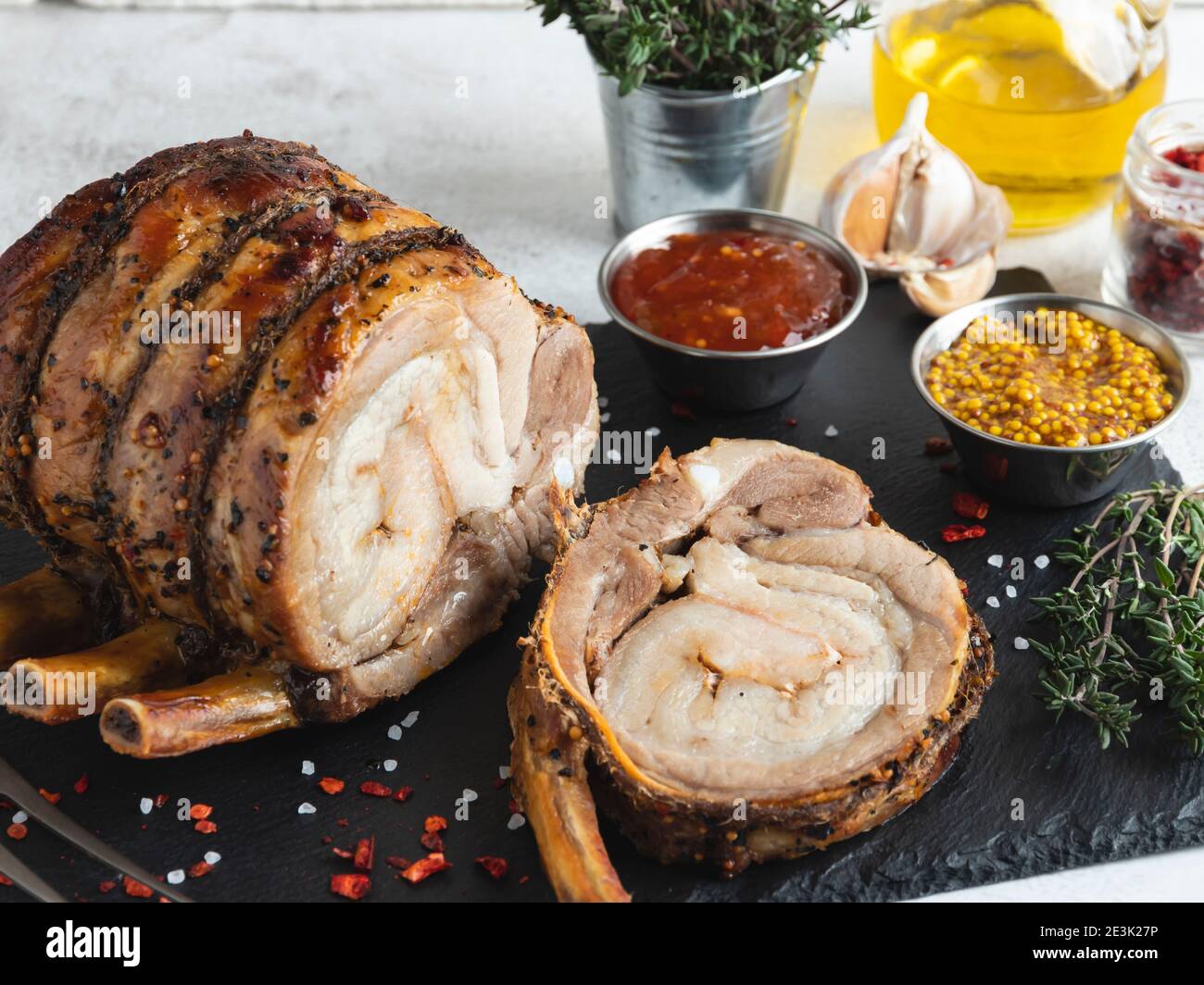 Rolled cooking cut roast beef Rump, pork, lamb, meat roll, spices ...