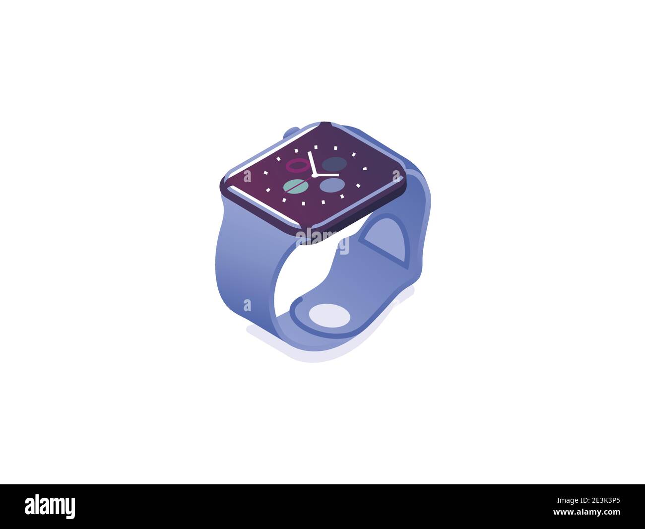 Square digital watch. Beautiful isometric smart wrist watch isolated on ...