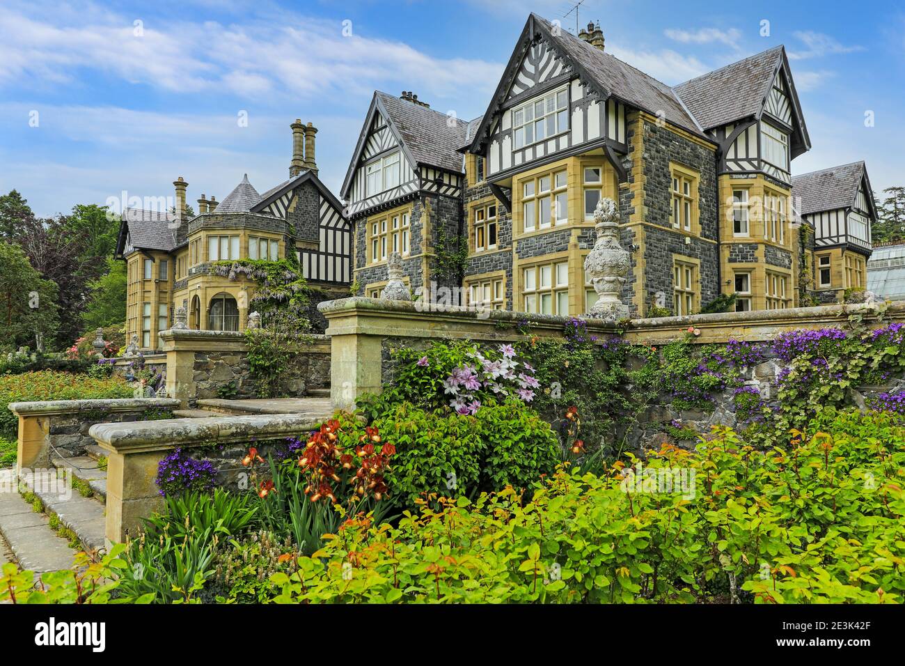 Bodnant Hall, Bodnant Gardens, Spring, (May), Tal-y-Cafn, Conwy, Wales ...