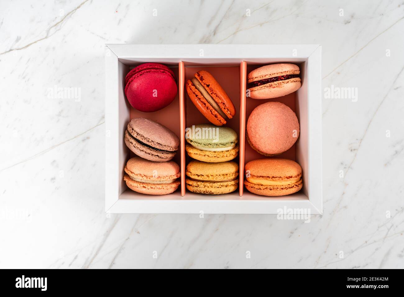 Colorful Box of Fruit French Macarons Stock Photo - Alamy