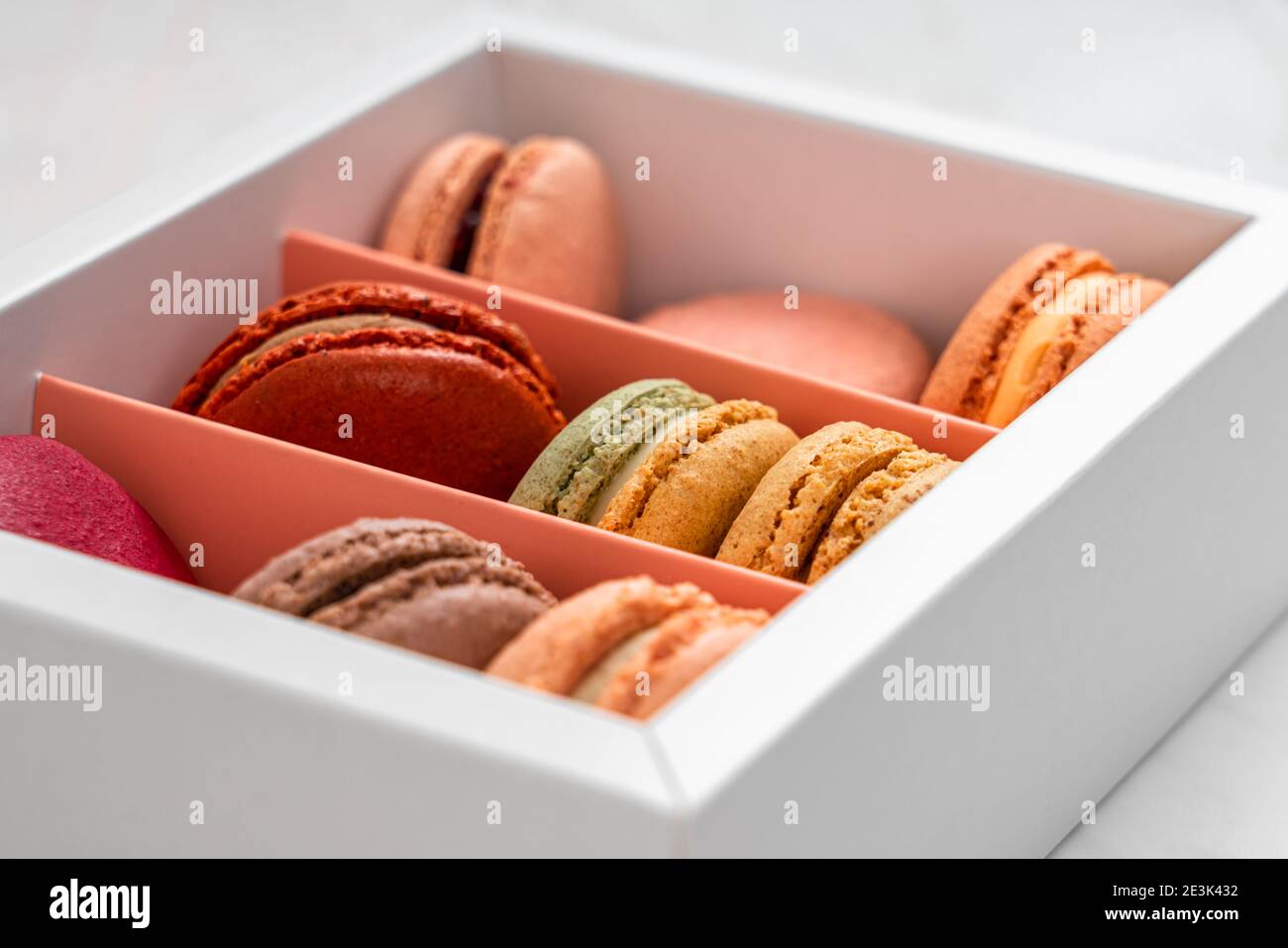 Colorful Box of Fruit French Macarons Stock Photo - Alamy