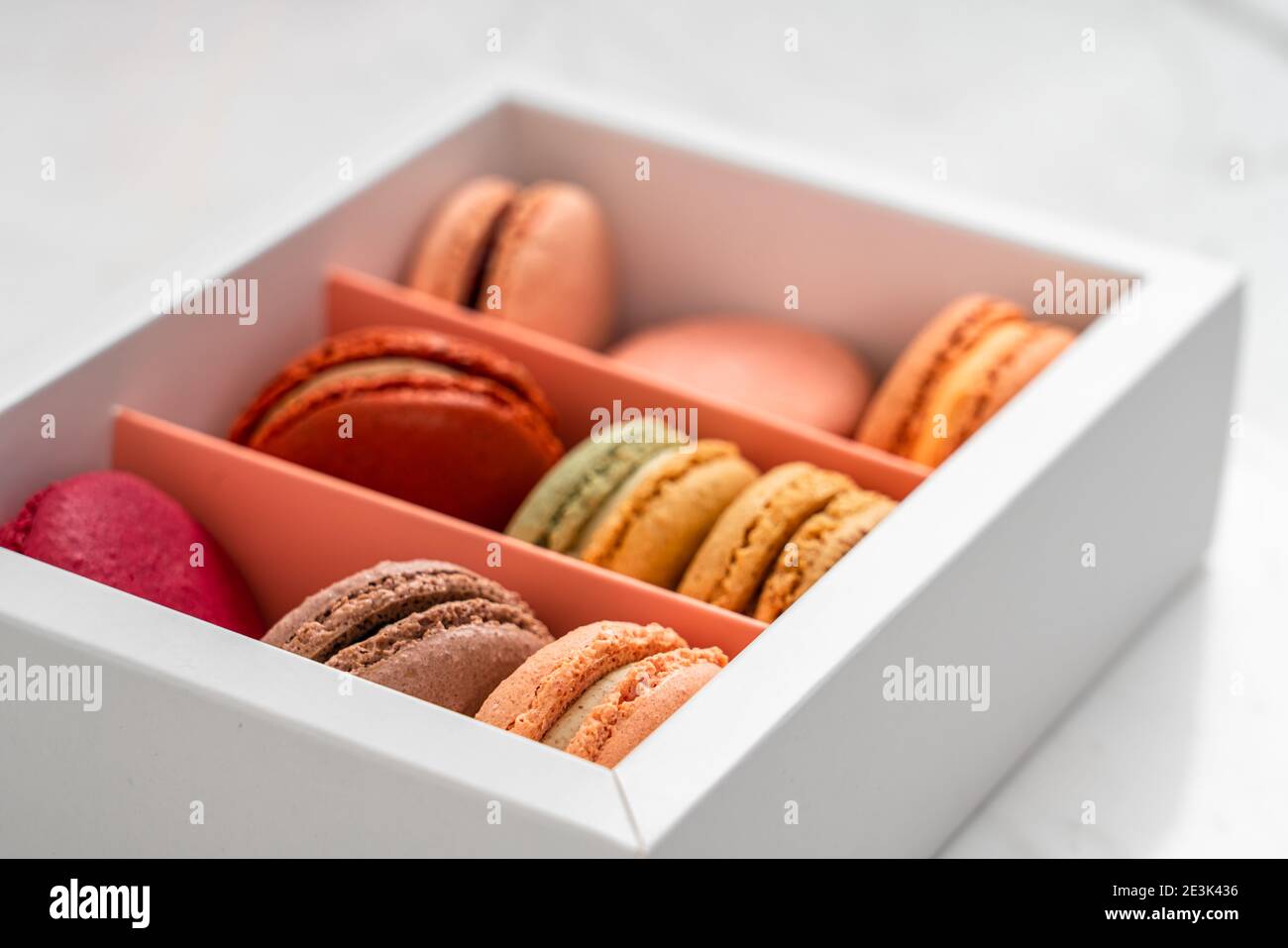 Colorful Box of Fruit French Macarons Stock Photo - Alamy