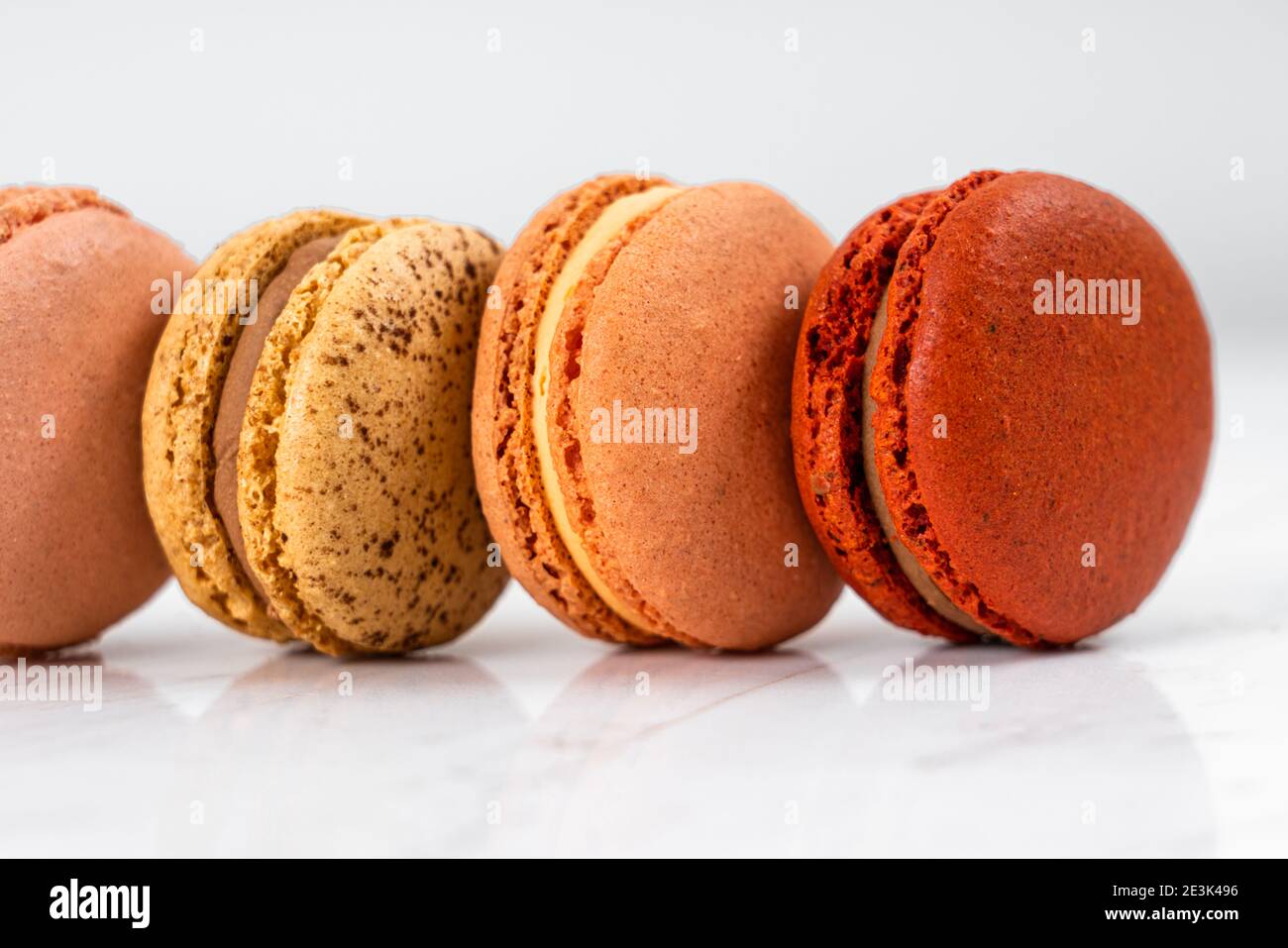 Colorful Fruity Macarons Flat Lay and Top View on White Marble Table ...