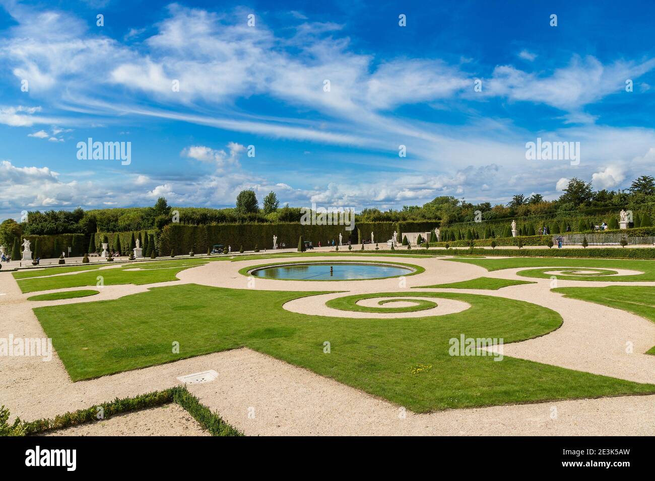 VERSAILLES, FRANCE - August 7, 2014: The Gardens of Versailles in a ...