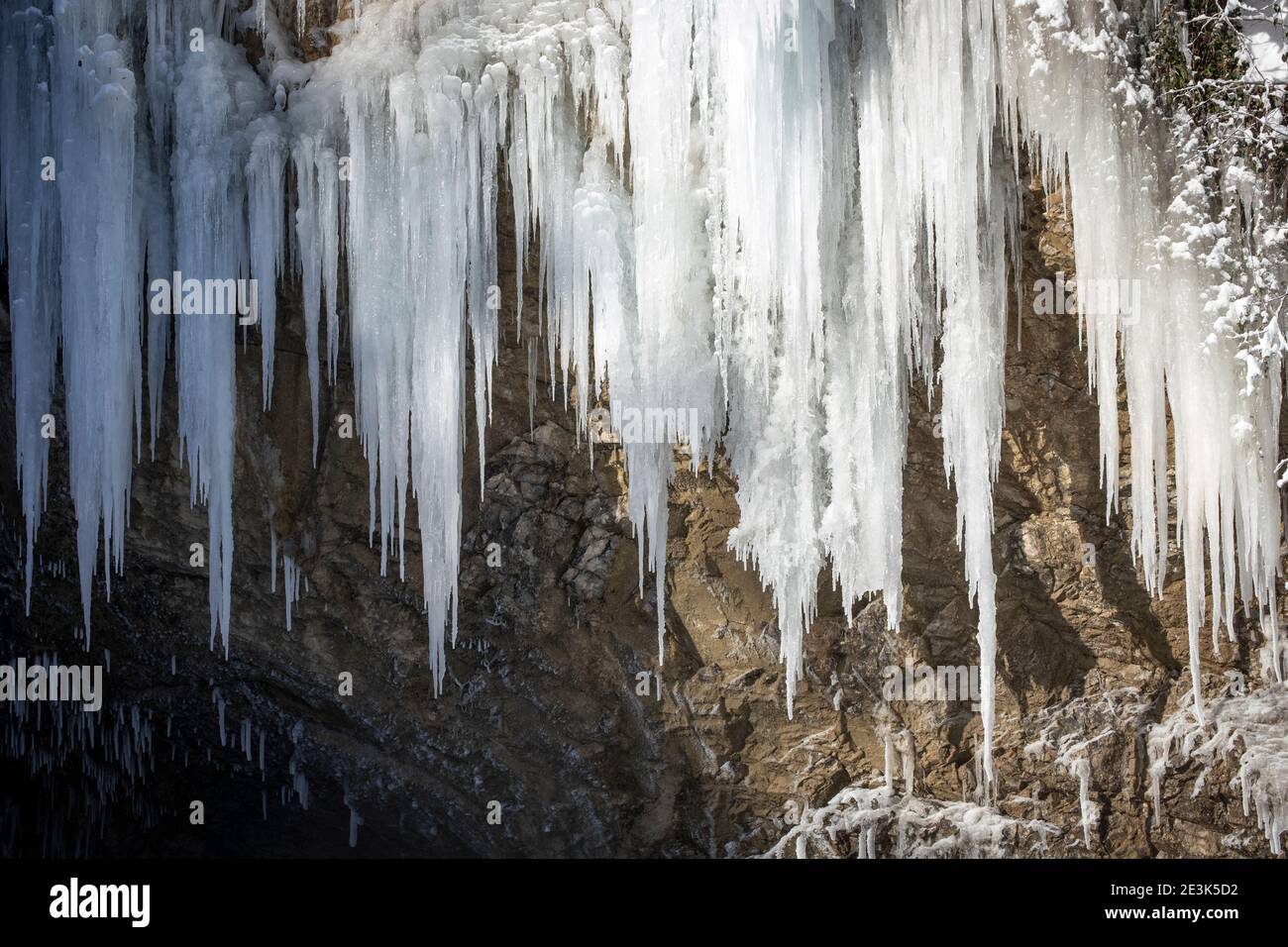 Icicles at the frozen waterfall Rotes Tor in Rankweil Stock Photo - Alamy