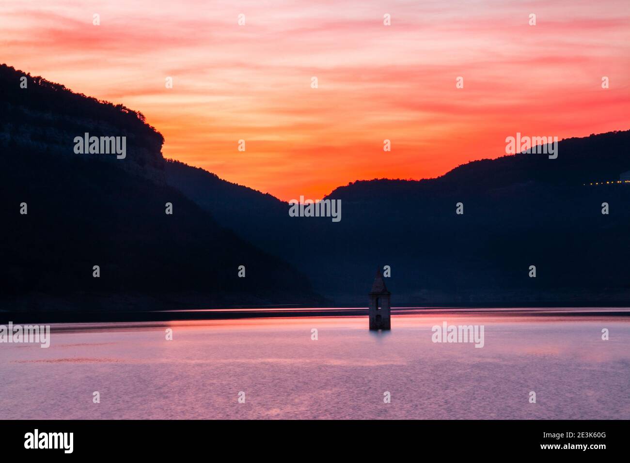 Landscape of the Sau swamp with its church. Sunset or sunrise with warm ... Landscape of the Sau swamp with its church. Sunset or sunrise with warm ...