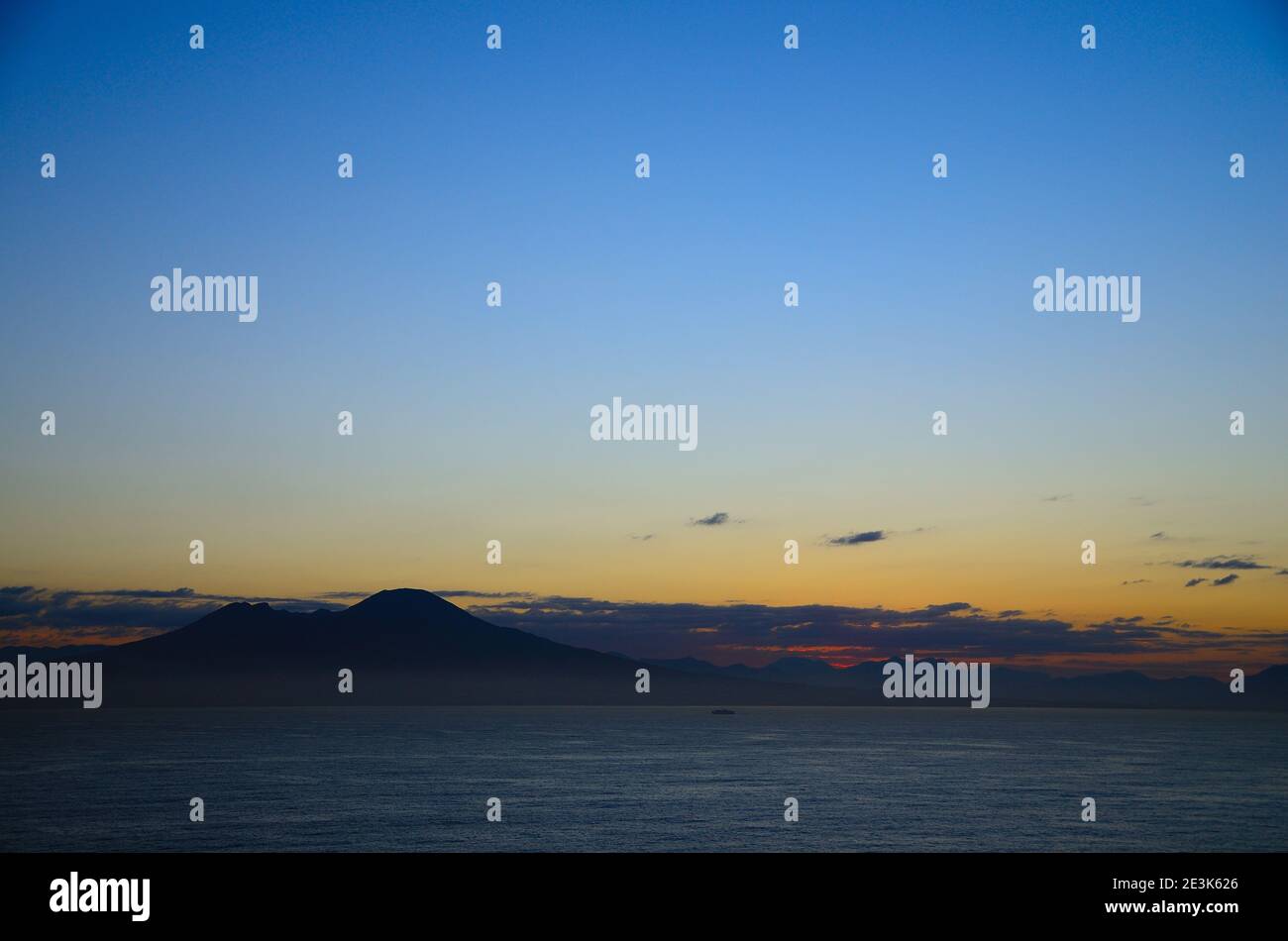 volcano Vesuvius on the sea with sunrise in Naples Stock Photo - Alamy