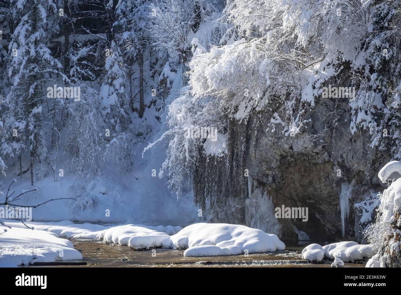 Winter wonderland at waterfall Rotes Tor in Rankweil Stock Photo - Alamy