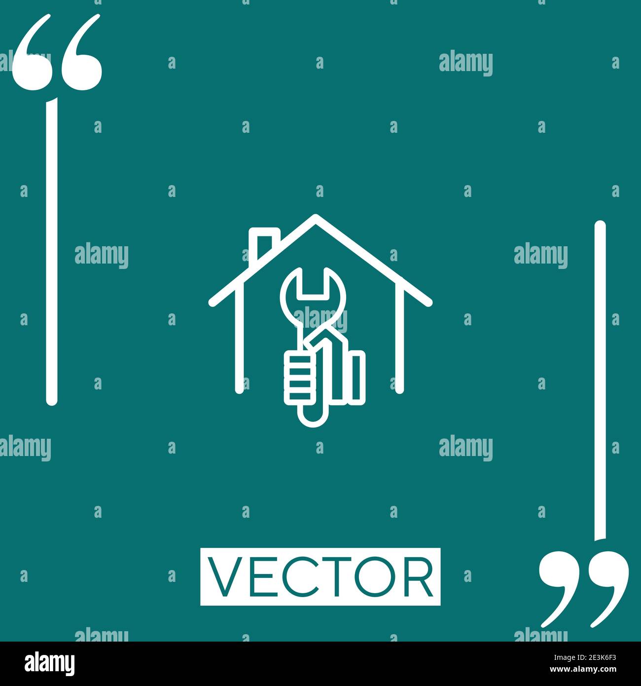 wrench in a hand inside a house vector icon Linear icon. Editable ...