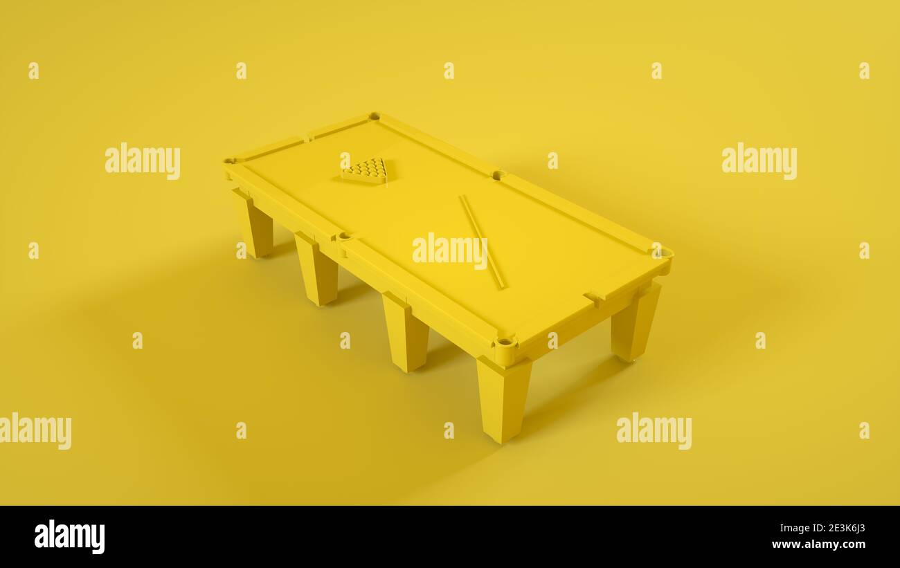 Billiard table isolated on yellow background. 3d rendering Stock Photo ...