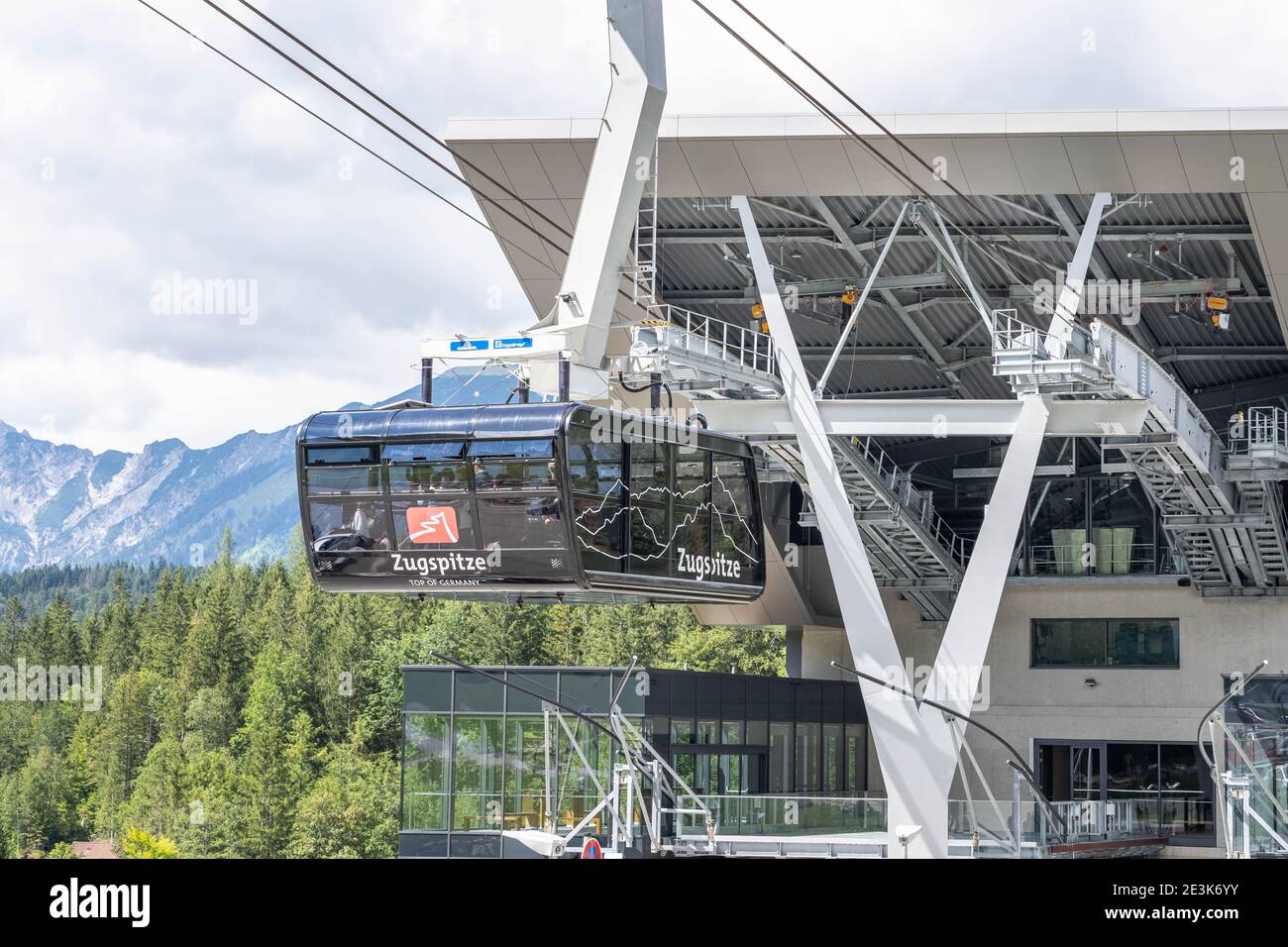 Grainau, Germany - Zugspitze cable car going upward to Top of Germany ...