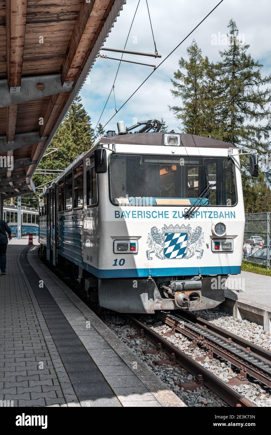 Zugspitze, Germany - Aug 5, 2020: Glacier cogwheel train at Eibsee ...