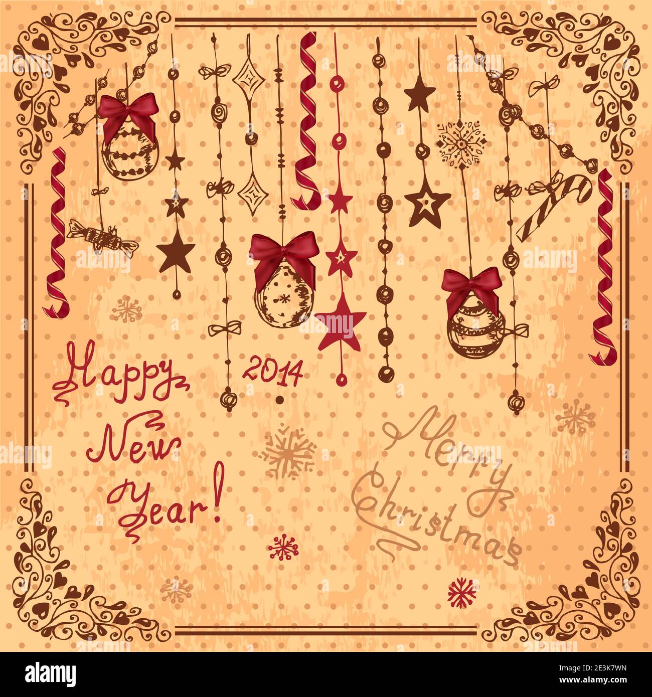 Vector Vintage Christmas Card for Holiday Design Stock Vector Image ...