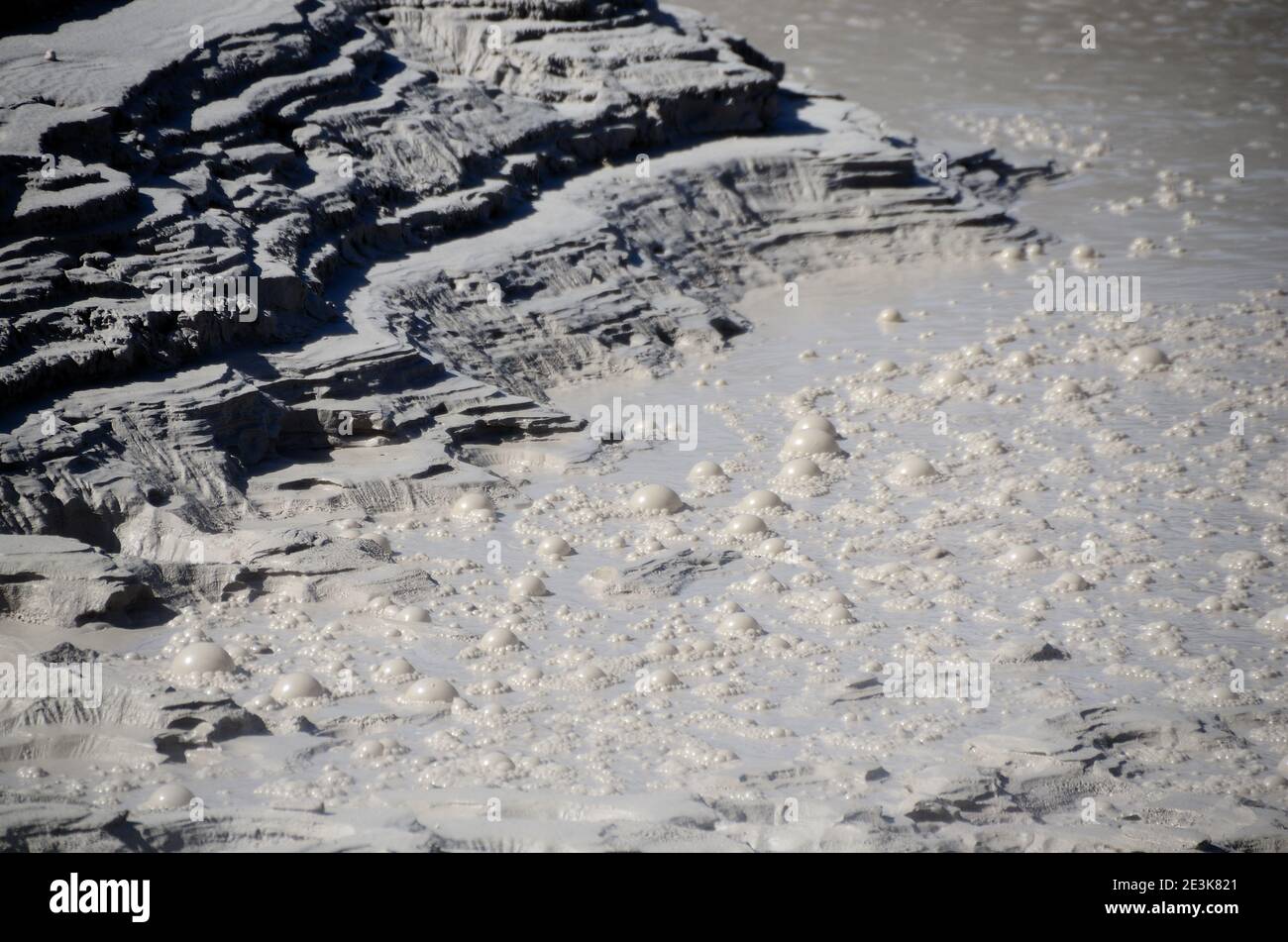 many bubbles in a pond and old volcano crater Stock Photo - Alamy