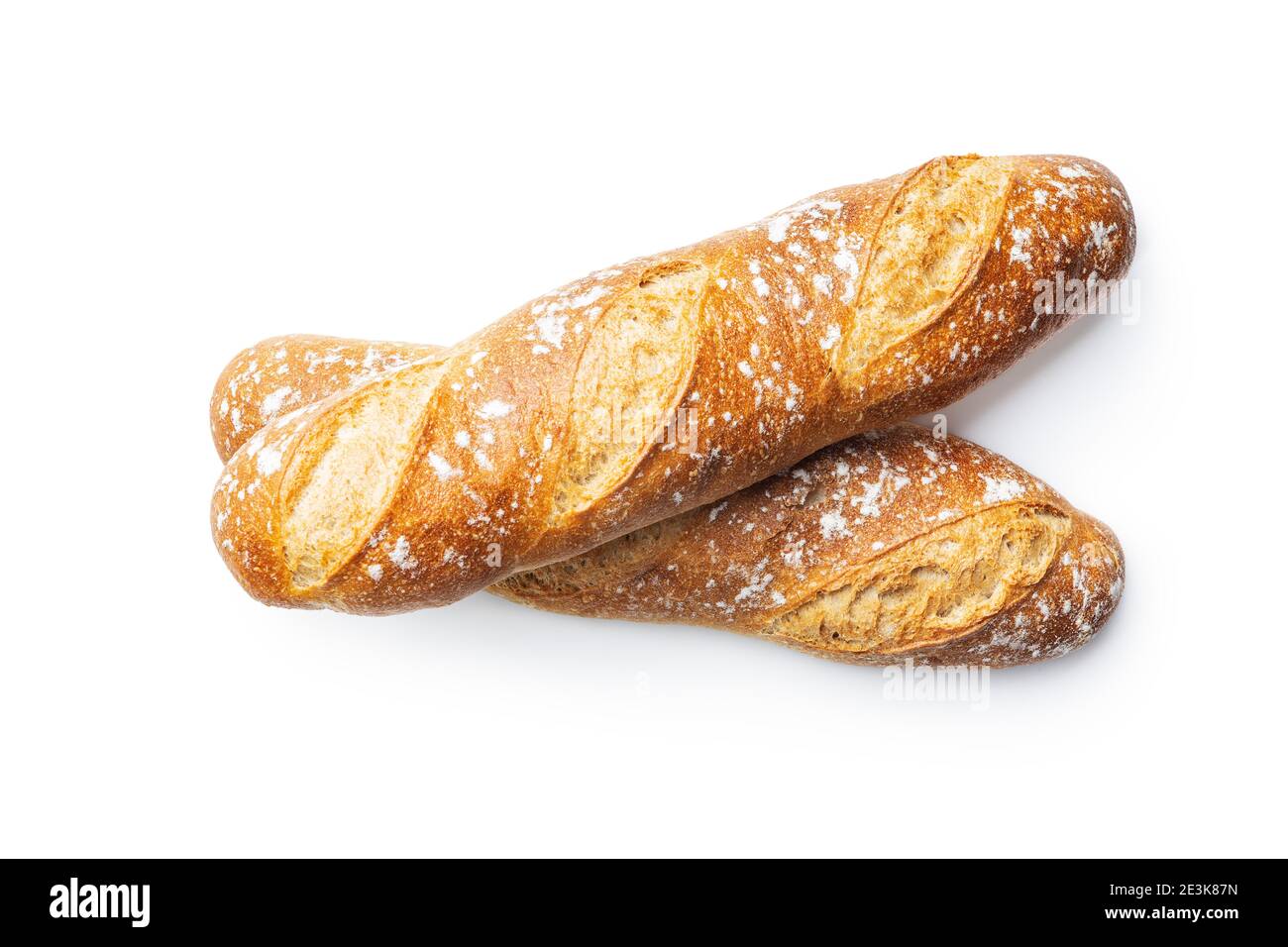 Two crispy fresh baguettes isolated on a white background Stock Photo ...
