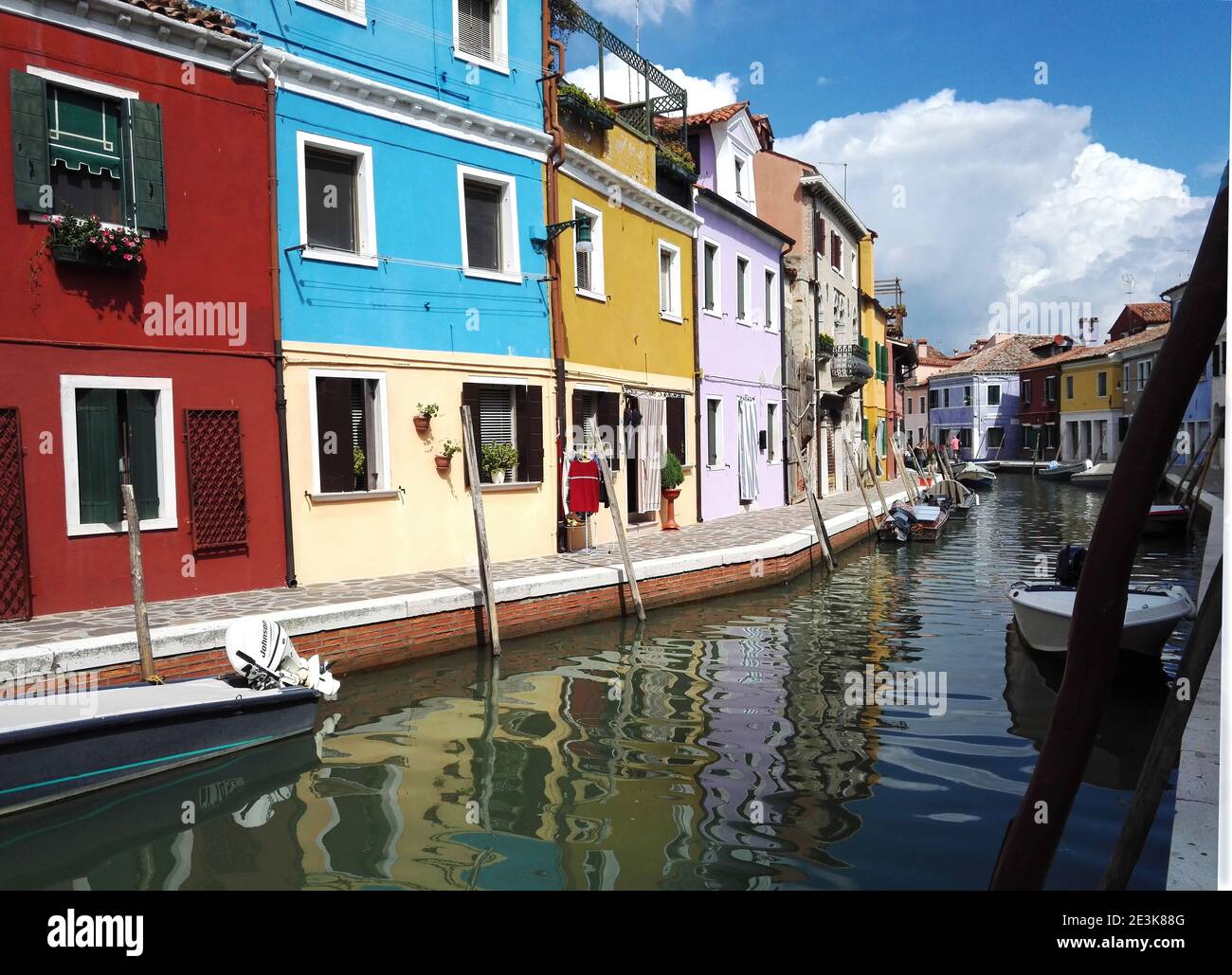 Venice, Italy - September 03, 2018: Wide angle shot of canal in Murano ...