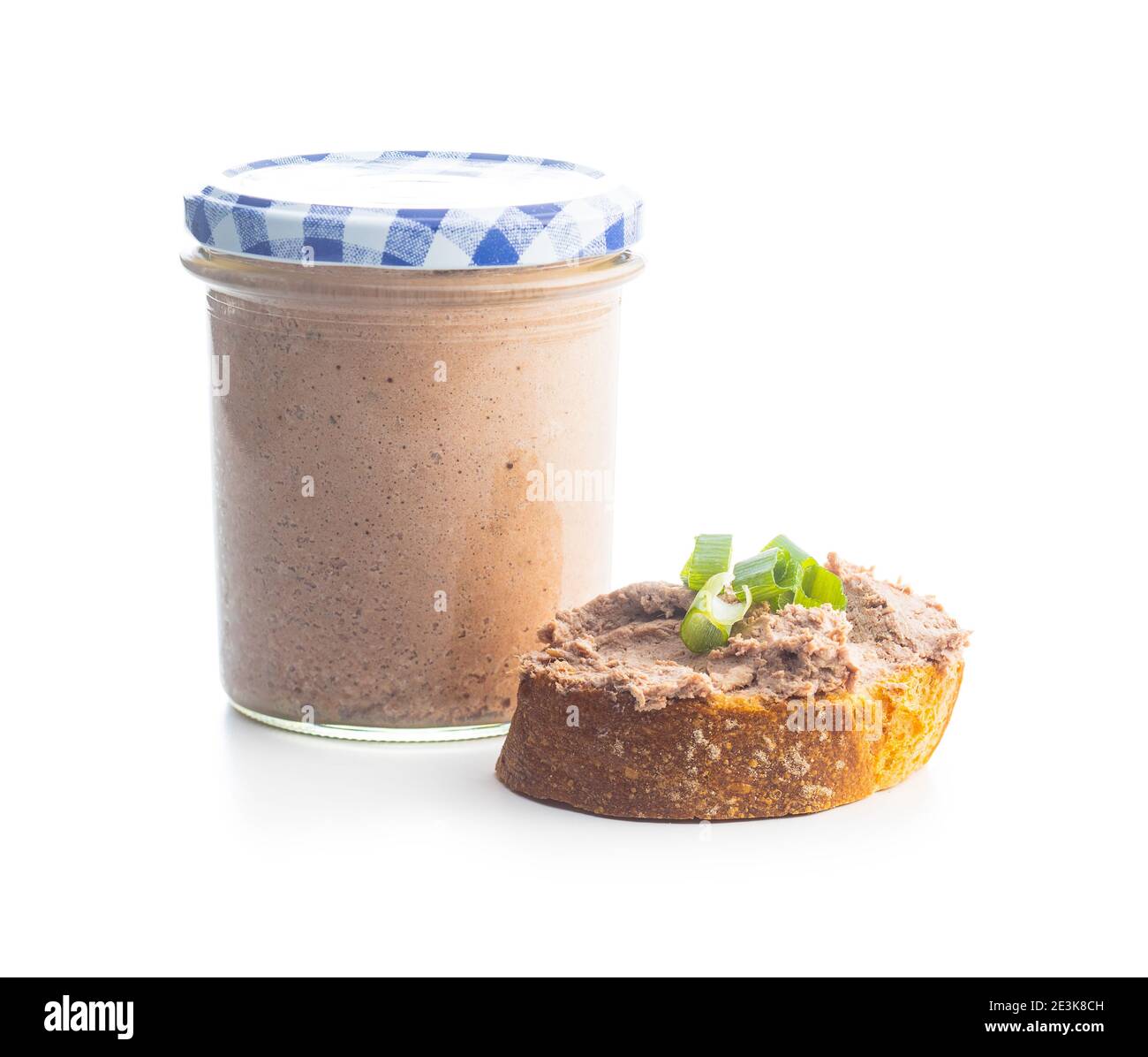 Liver pate on sliced baguette isolated on white background Stock Photo ...