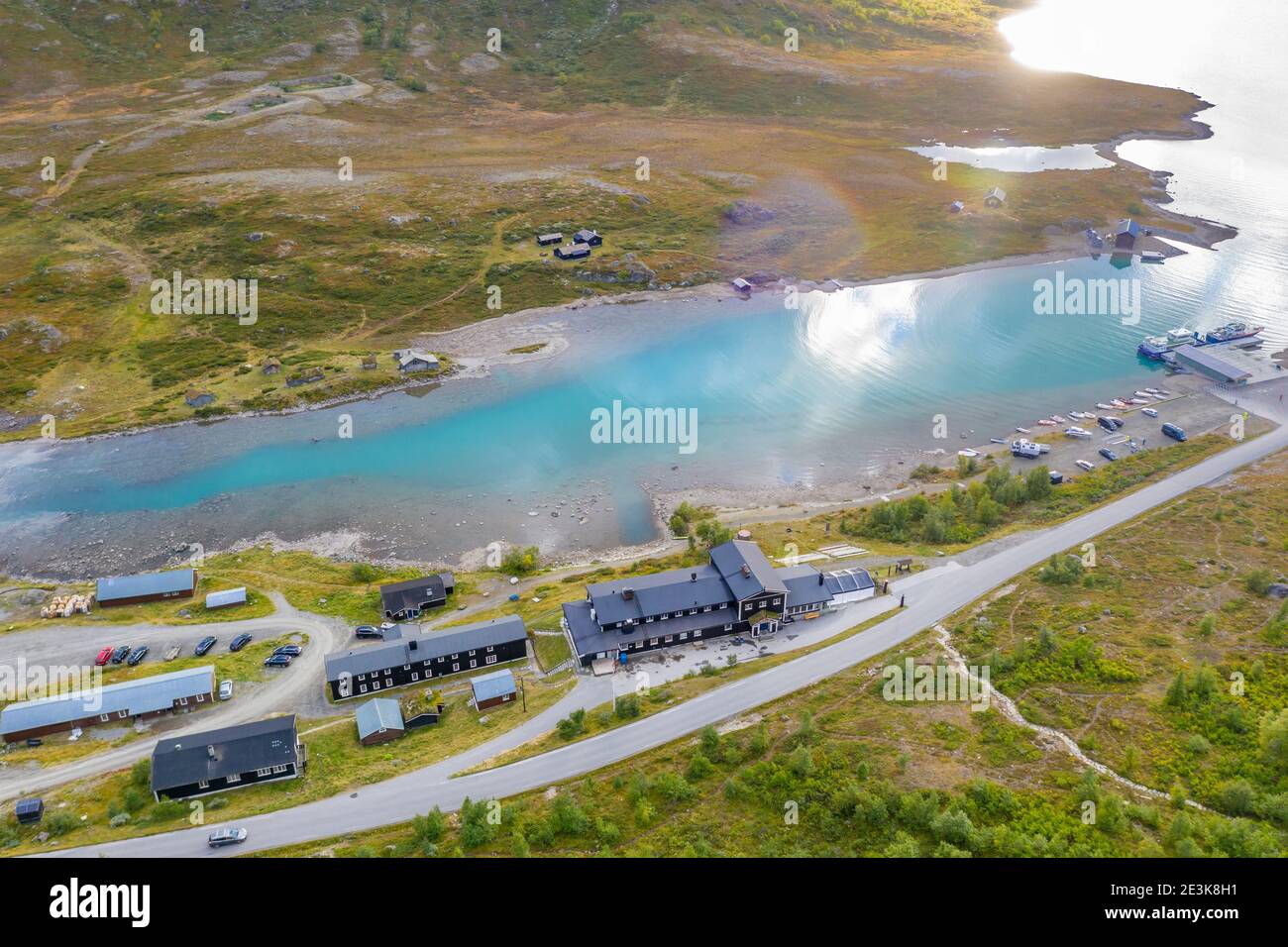 Gjendesheim tourist hut at river Sjoa, Jotunheimen National Park ...
