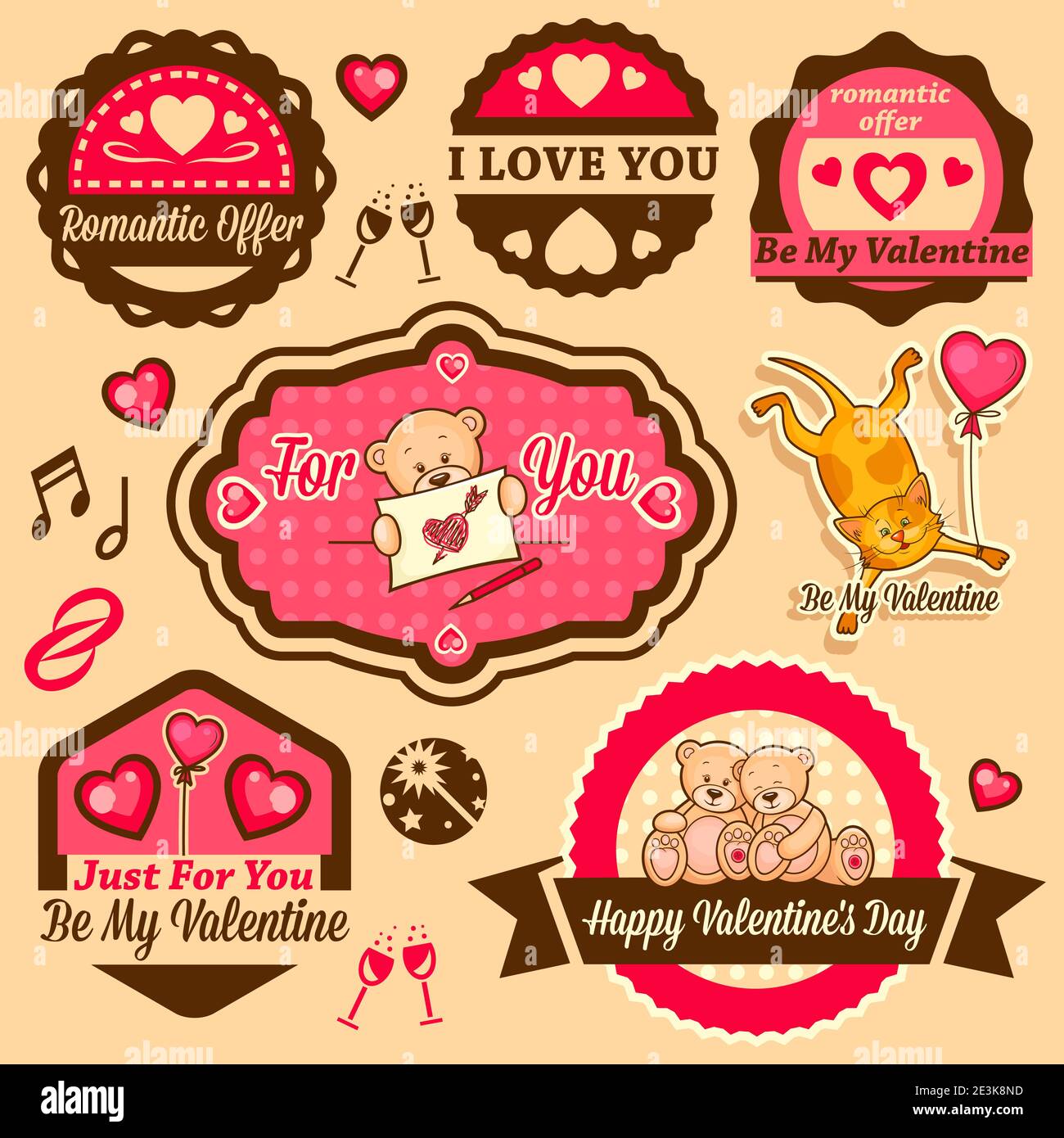 Valentine`s Day Vector Set - labels, emblems and other design elements ...