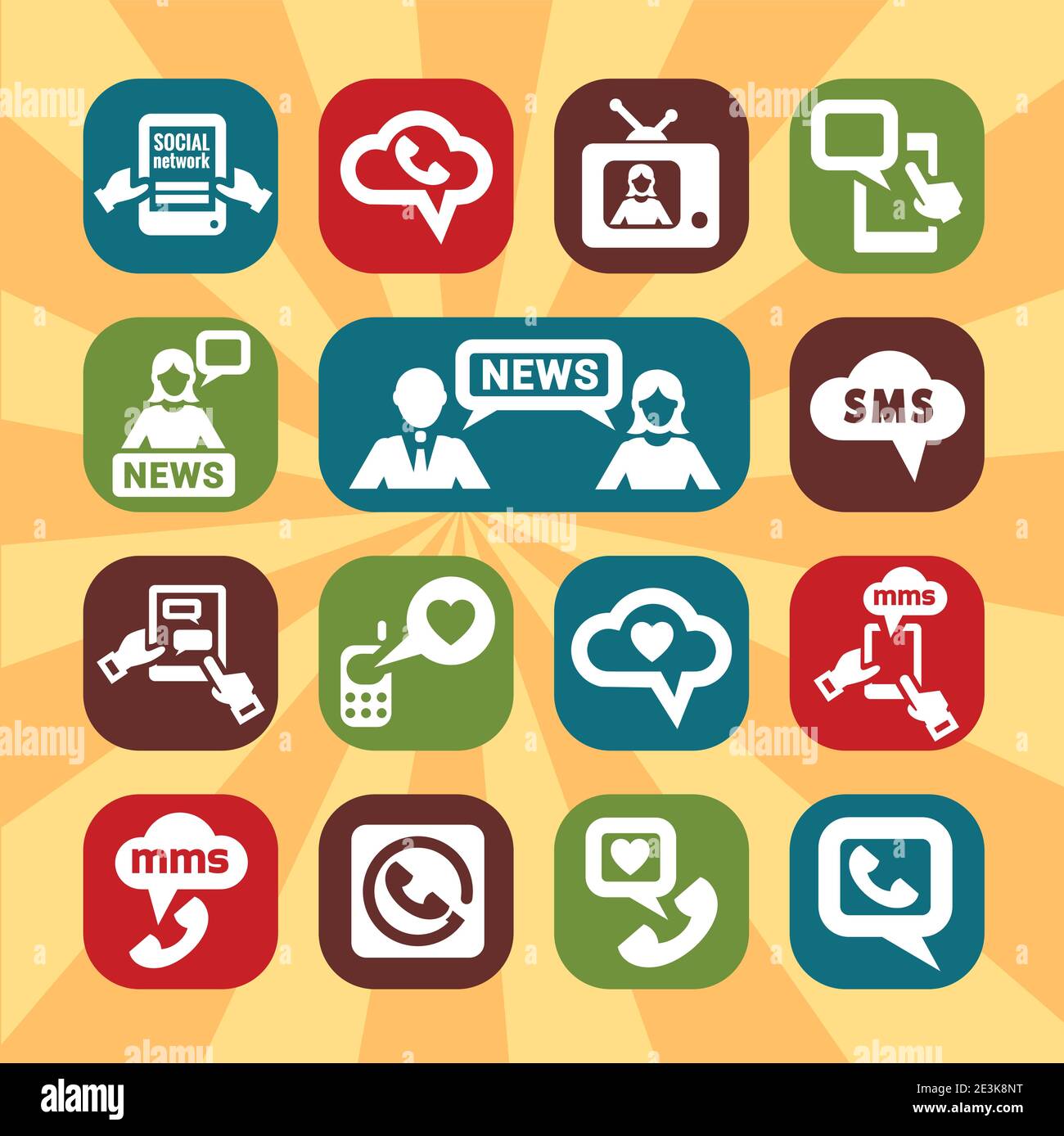 Color Communication Icons Set for web and mobile Stock Vector Image ...