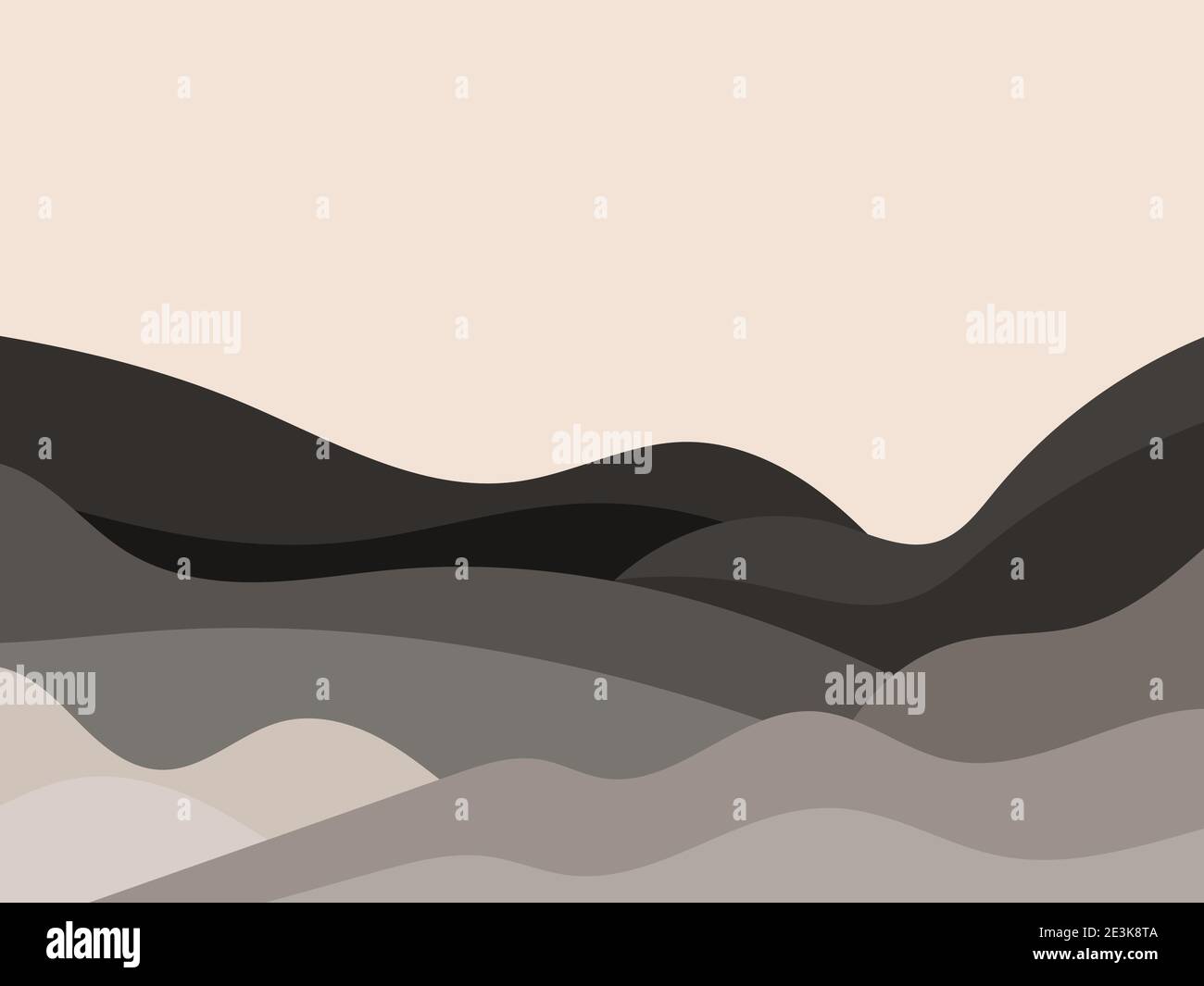 Wavy landscape in a minimalistic style. Landscape with hills. Boho ...