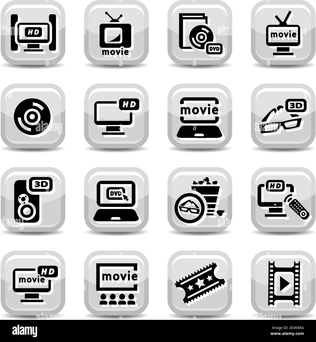Elegant Movie Icons Set Created For Mobile, Web And Applications Stock ...