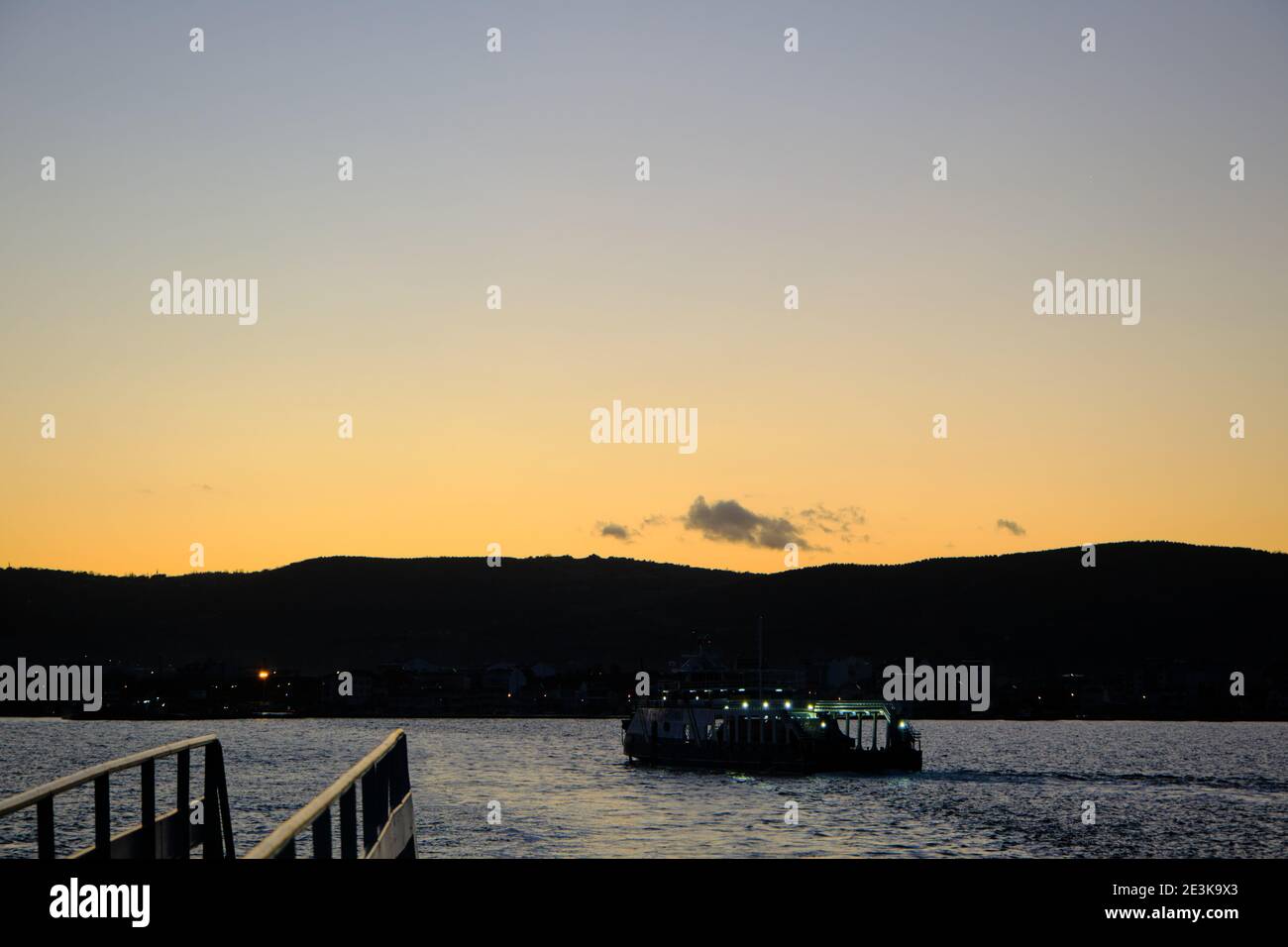 City silhouette during sunshine in the morning Canakkale, Turkey. Photo ...