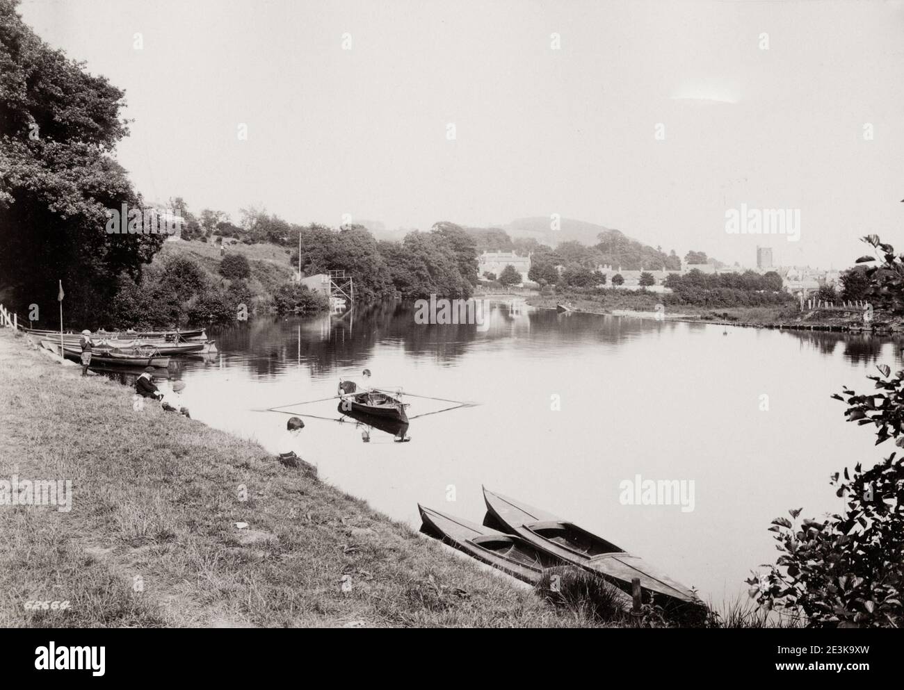 19th century vintage photograph: Newton Pool, Brecon, Powys Wales Stock ...