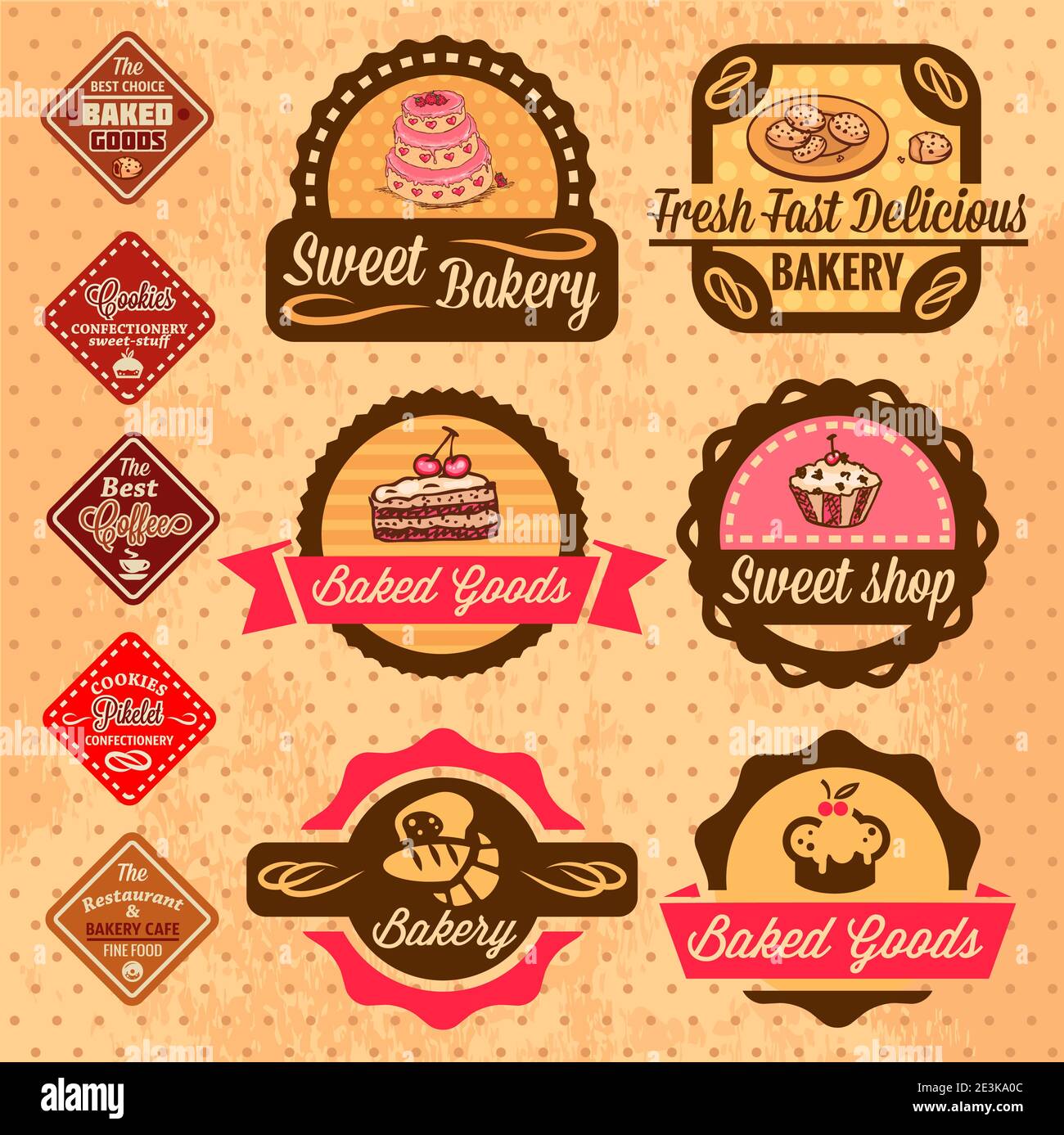 Elegant Vector Bakery Labels And Badges Set. All elements are grouped ...