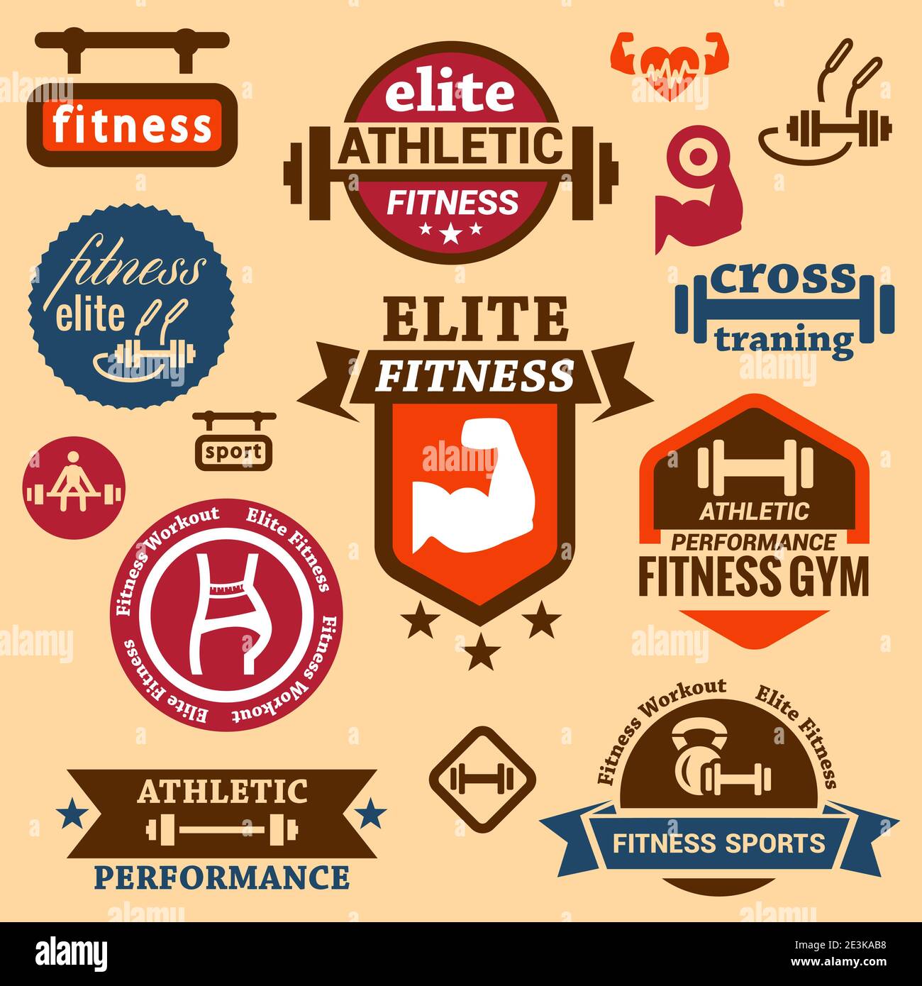 Elegant Fitness and Sport Vector Labels and logos Stock Vector Image ...