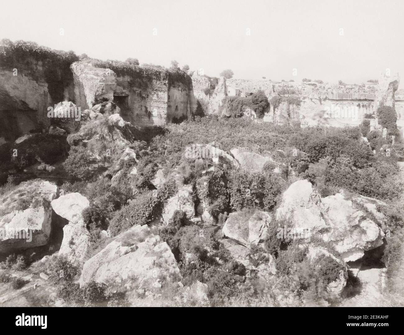Vintage 19th century photograph: Latomie del Paradiso, ancient quarry ...