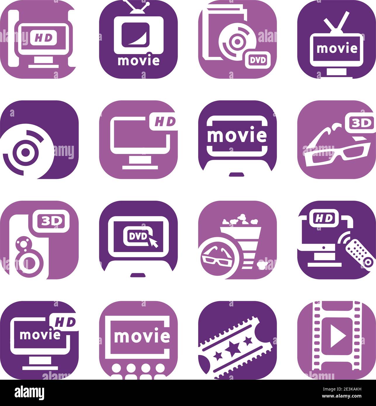 Elegant Colorful Movie Icons Set Created For Mobile, Web And ...