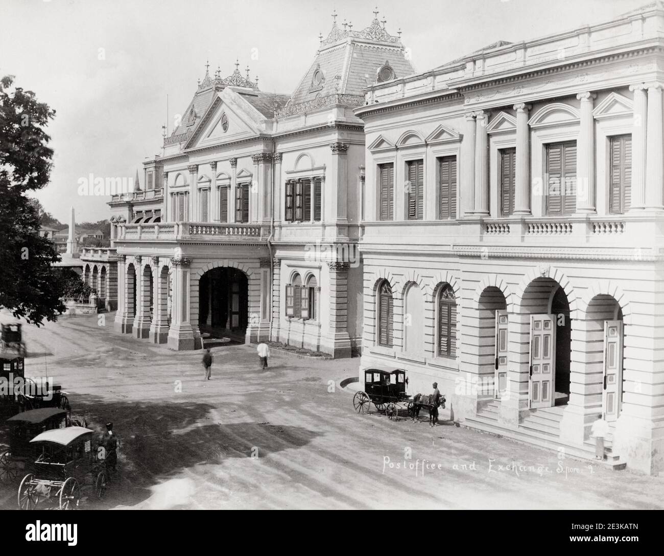 Vintage 19th century photograph: post office and exchange, Singapore ...