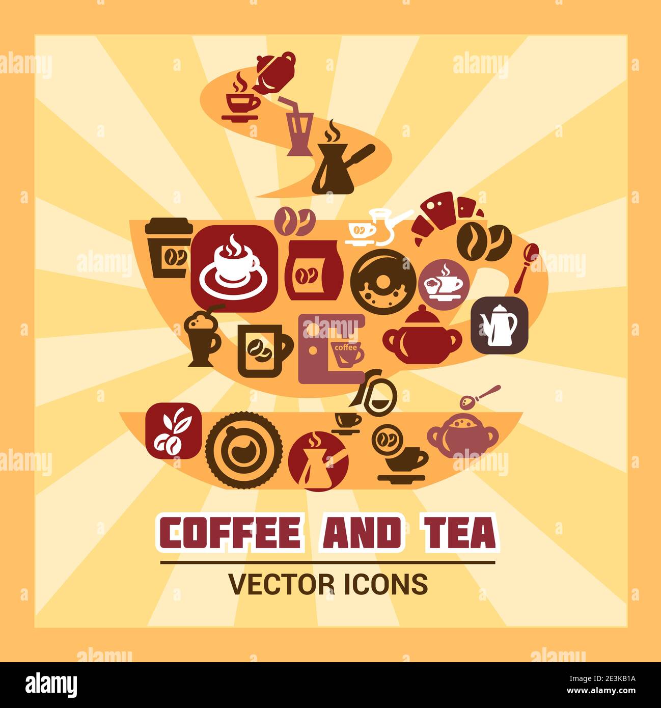 colorful coffee and tea icons Stock Vector Image & Art - Alamy