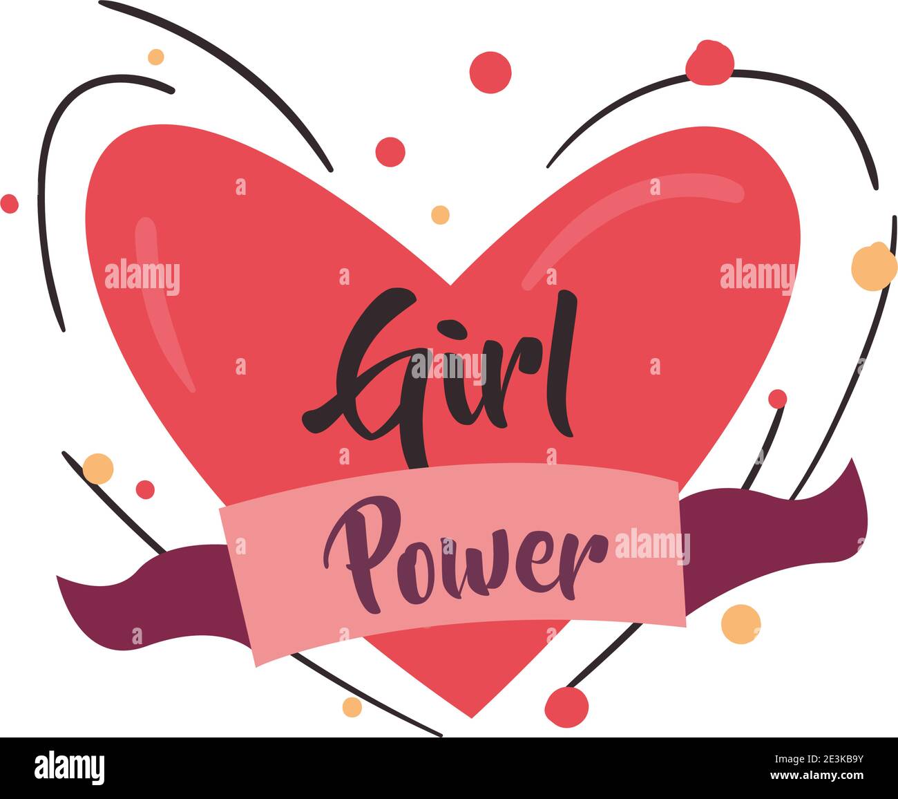 Girl power heart with ribbon design of Woman empowerment female ...