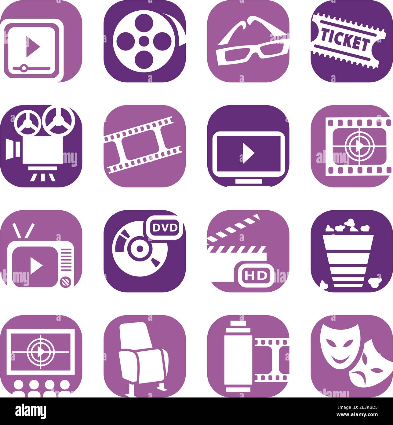 Color Cinema Icons Set Created For Mobile, Web And Applications Stock ...