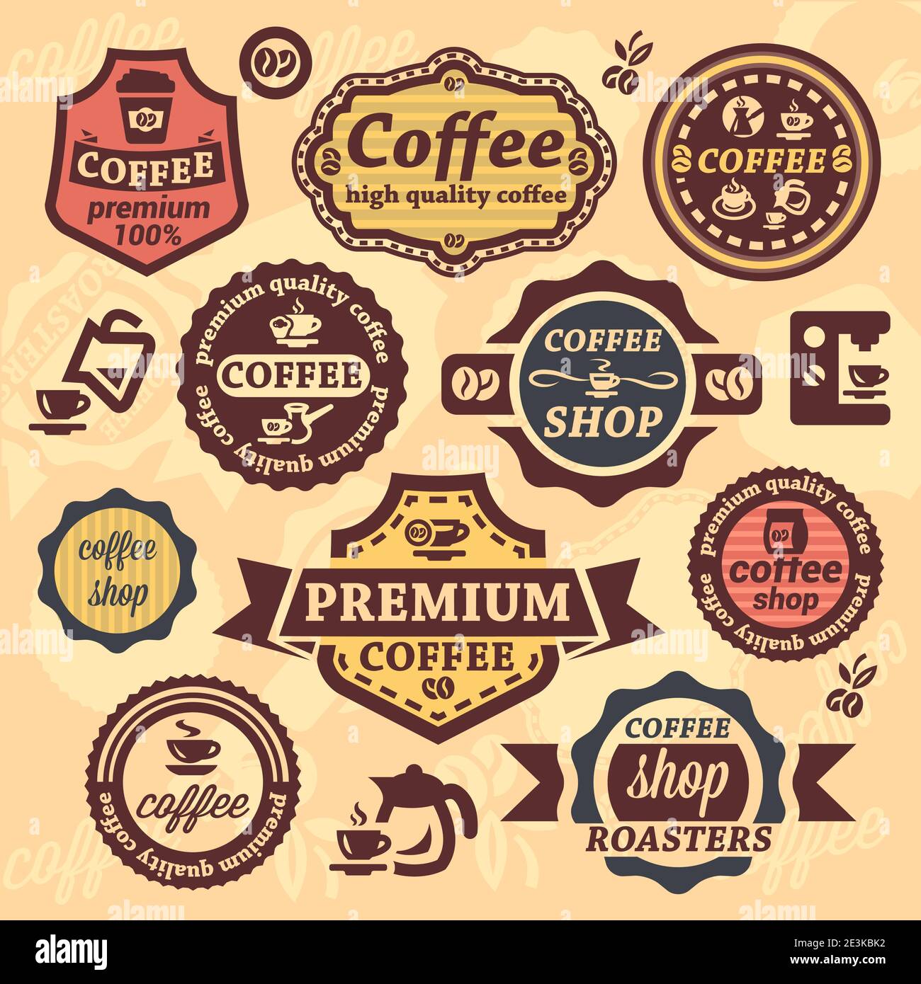 Elegant Vector Coffee Labels And Badges Set Stock Vector Image & Art ...