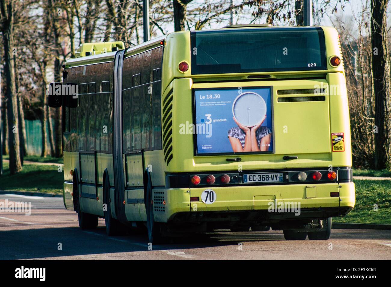 Reims France January 19, 2021 View of a traditional city bus for ...