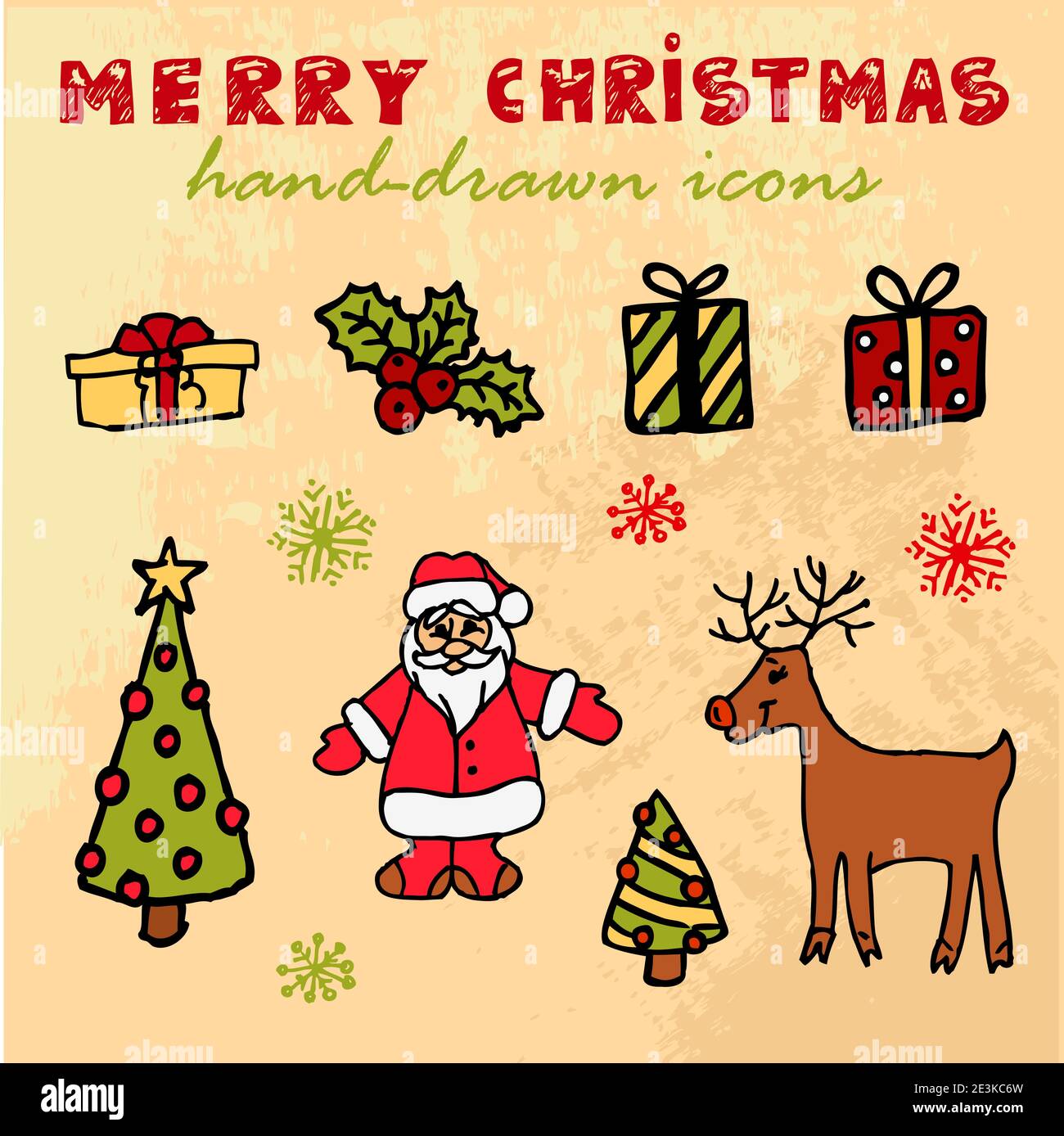 Vector Vintage Christmas Icons for Holiday Design Stock Vector Image ...
