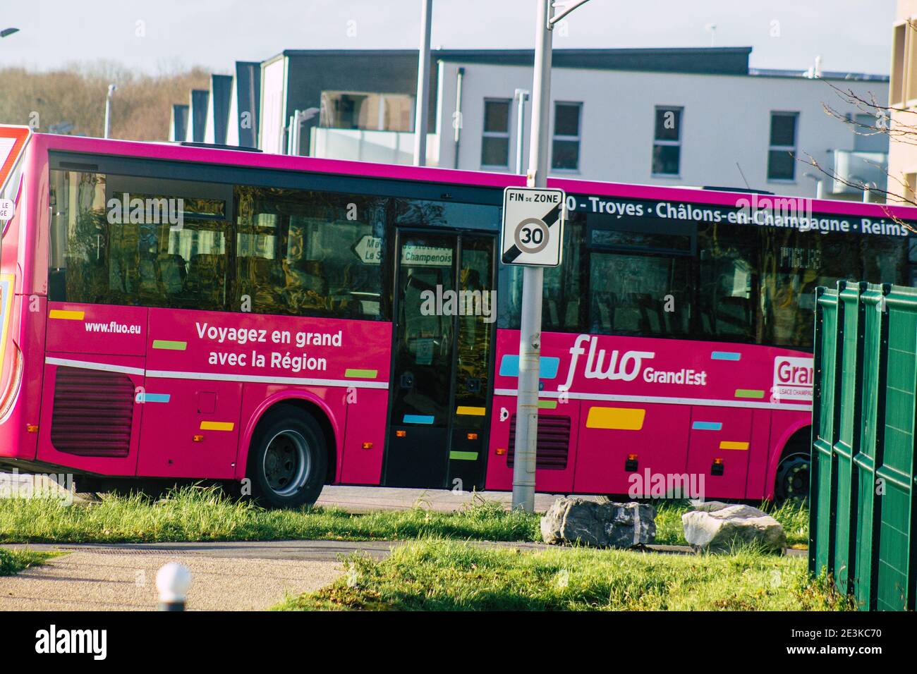 Reims France January 19, 2021 View of a traditional city bus for ...